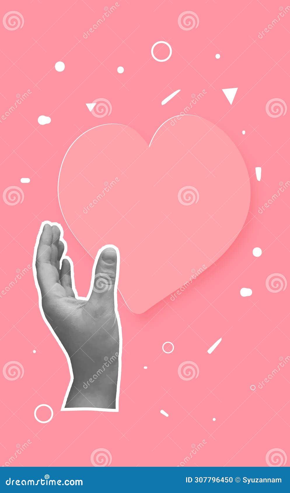 Vector Template with Heart Shape and Collage Hand Stock Vector ...