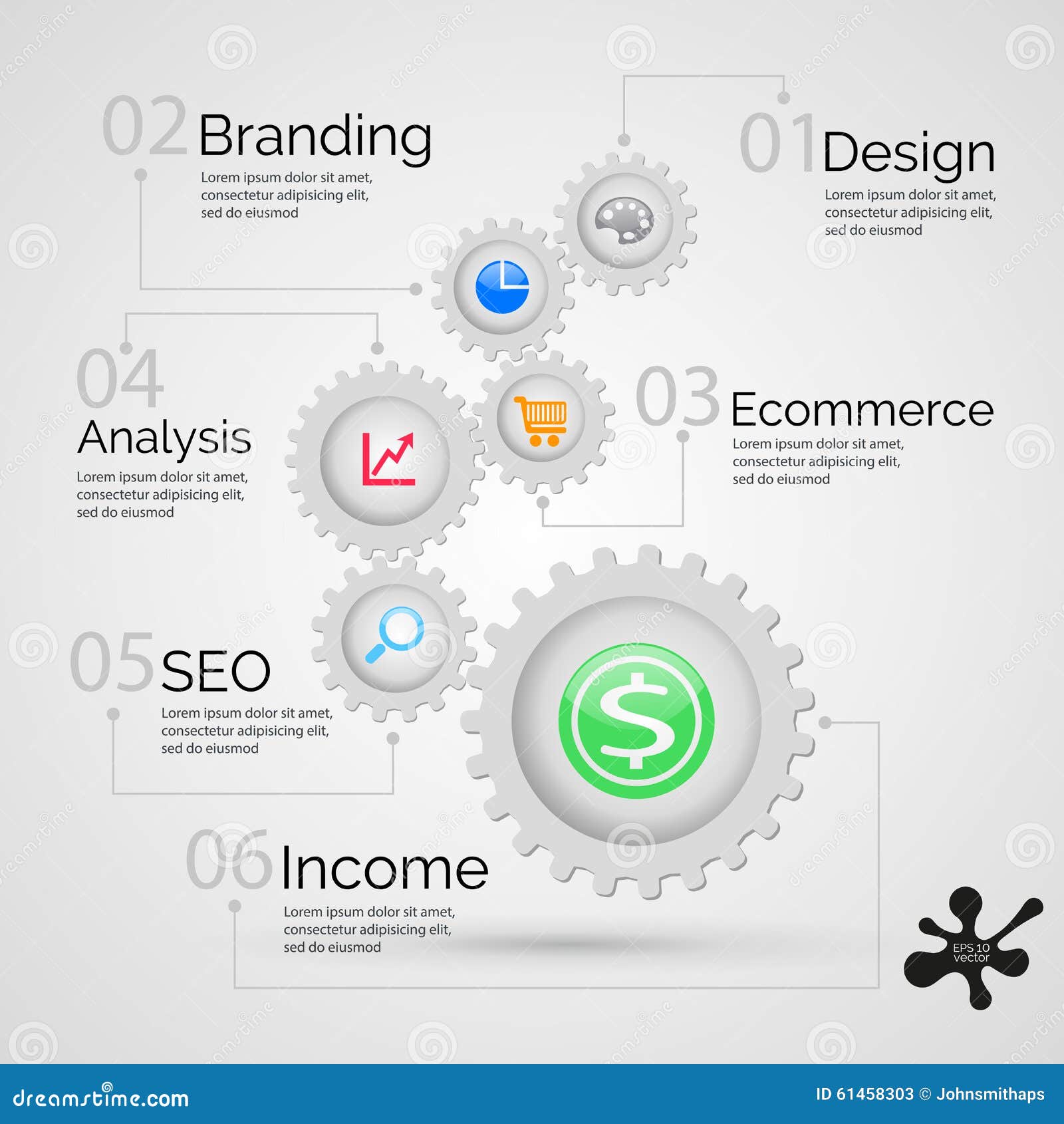 Vector Template Infographic with Gear Chain Stock Vector - Illustration ... Vector Template Infographic with Gear Chain Stock Vector - Illustration ...