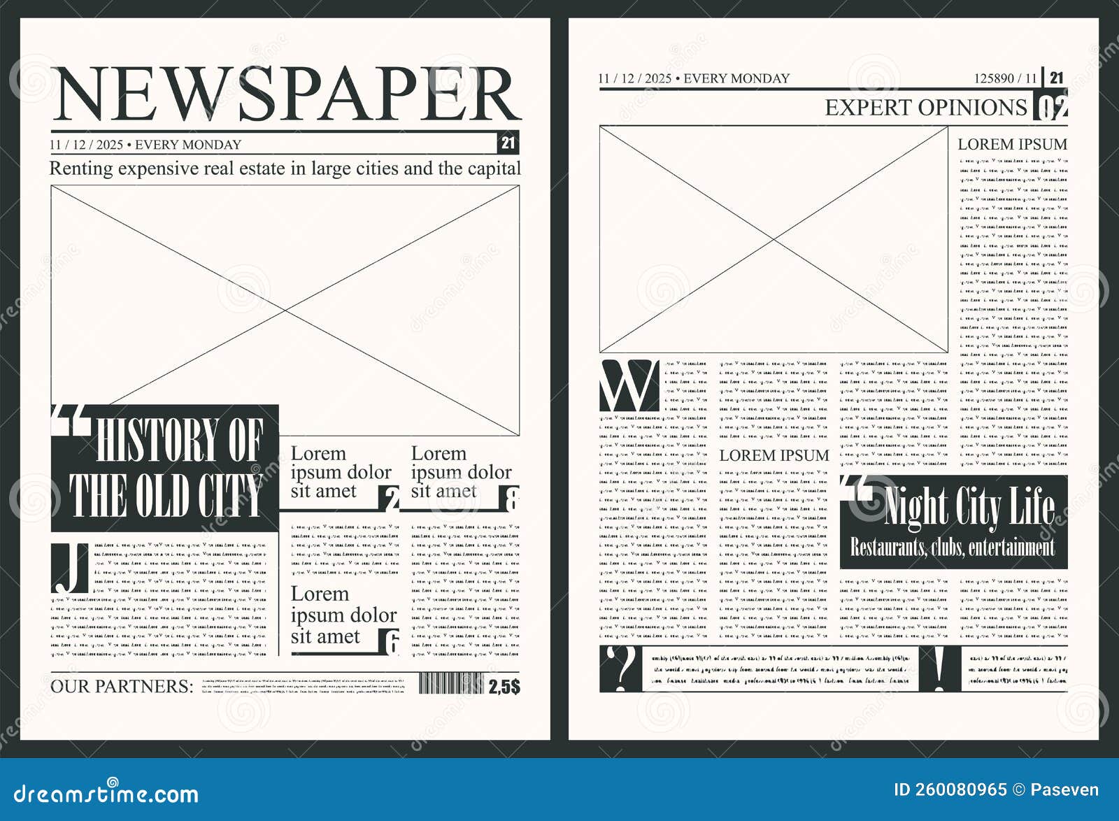 Vector Template for the Layout of the Newspaper Stock Vector ...