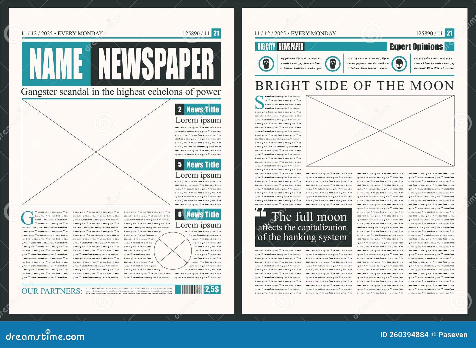 Vector Template for the Layout of the Newspaper Stock Vector ...