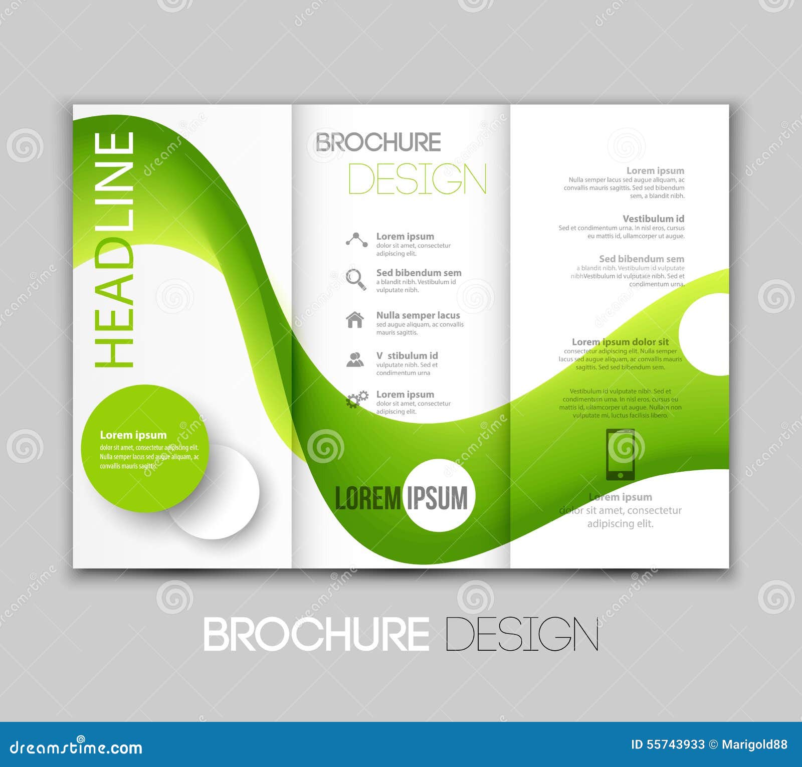 Vector Template Leaflet Design with Color Lines Stock Vector ...