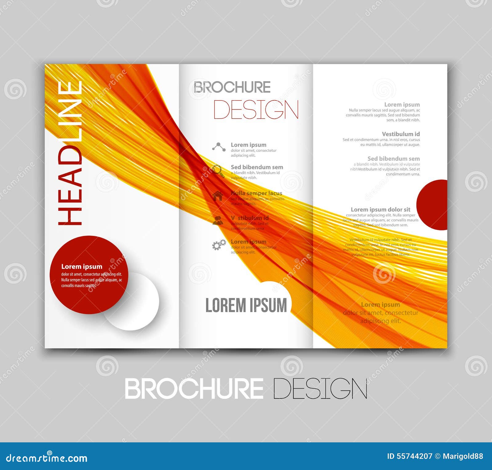 Vector Template Leaflet Design with Color Lines Stock Vector ...