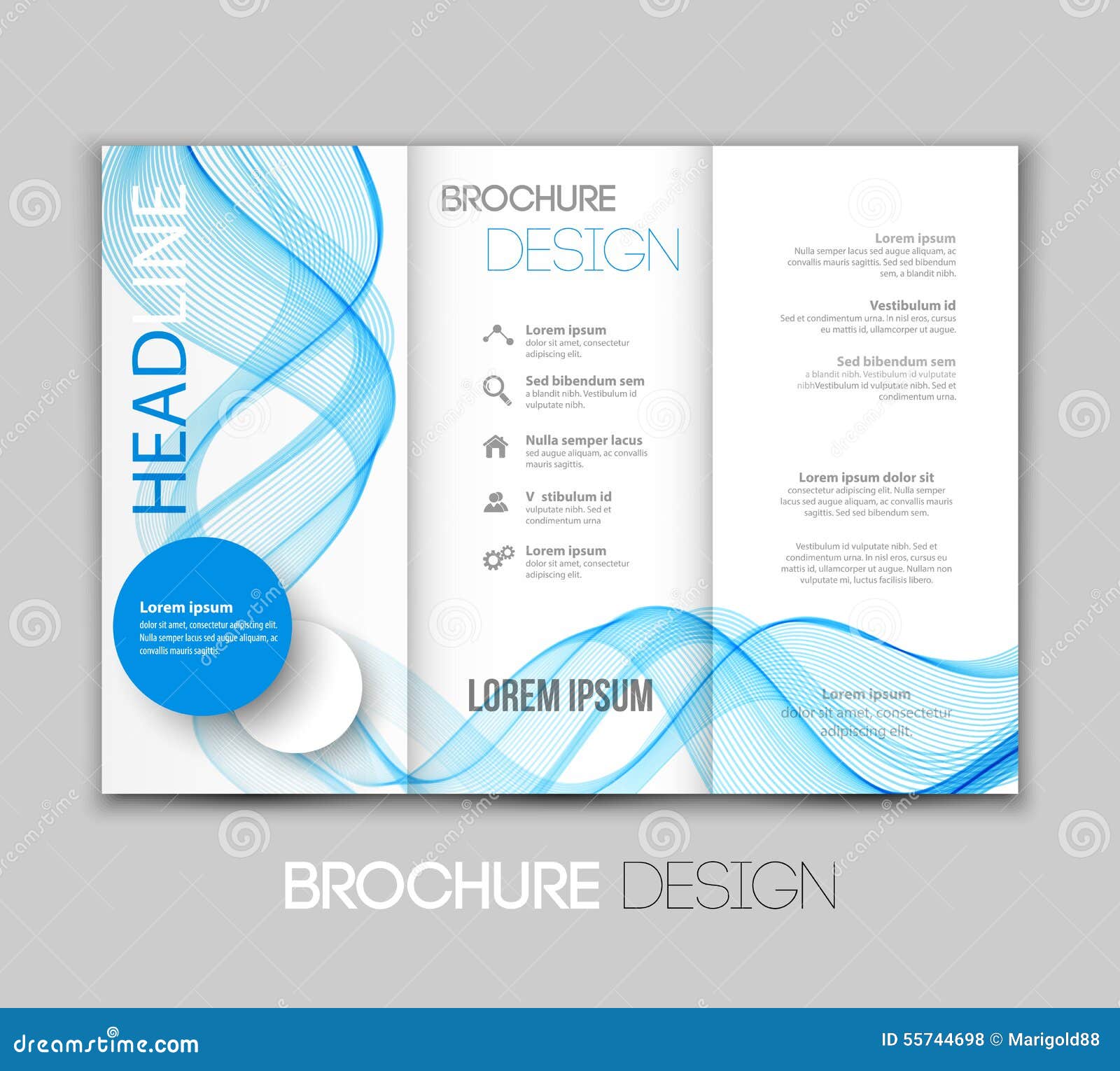 Vector Template Leaflet Design with Color Lines Stock Vector ...