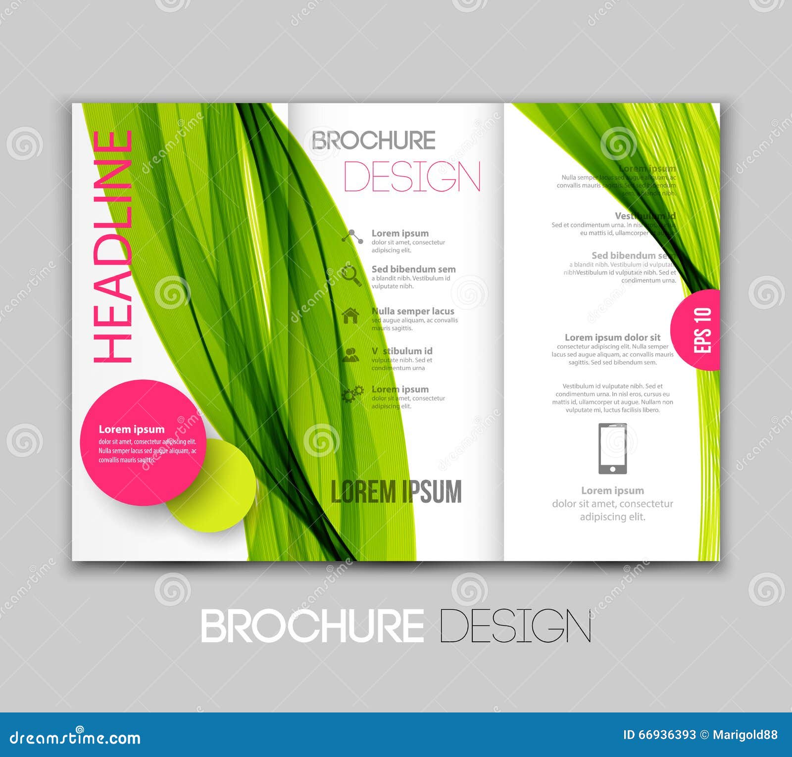 Vector Template Leaflet Design with Color Lines Stock Vector ...