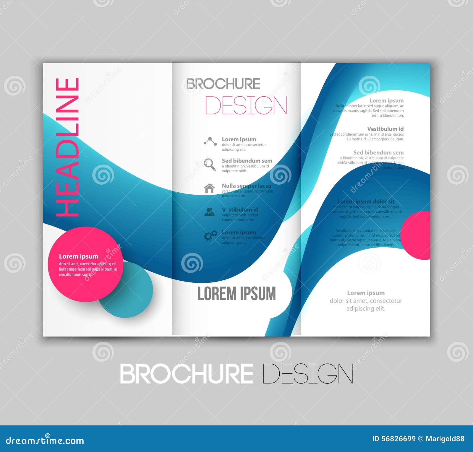 Vector Template Leaflet Design with Color Lines Stock Vector ...