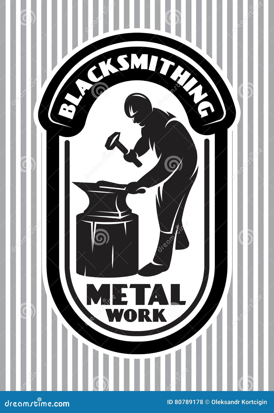 Vector Template for the Logo in Retro Style with Blacksmith Hammer ...