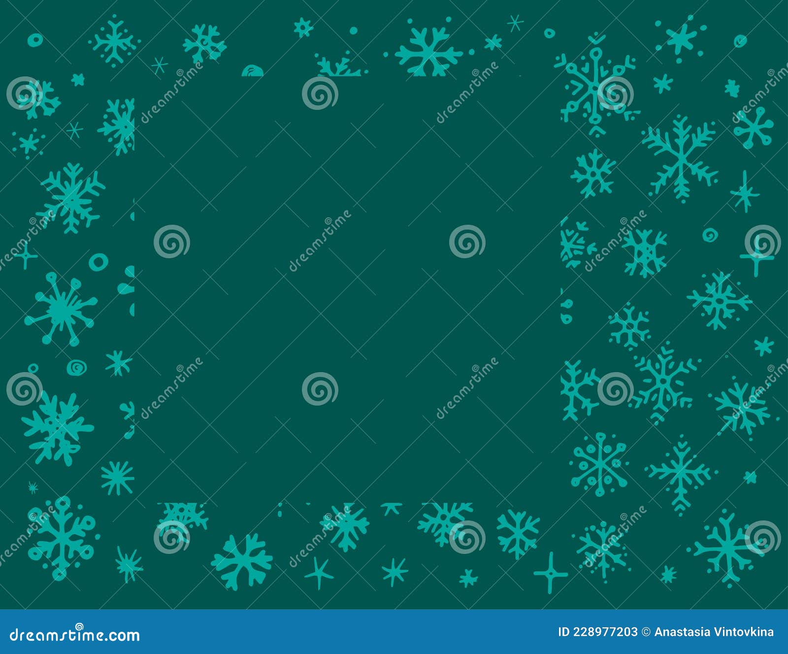 Vector Template Made of Turquoise Snowflakes with an Empty Quadrate for ...