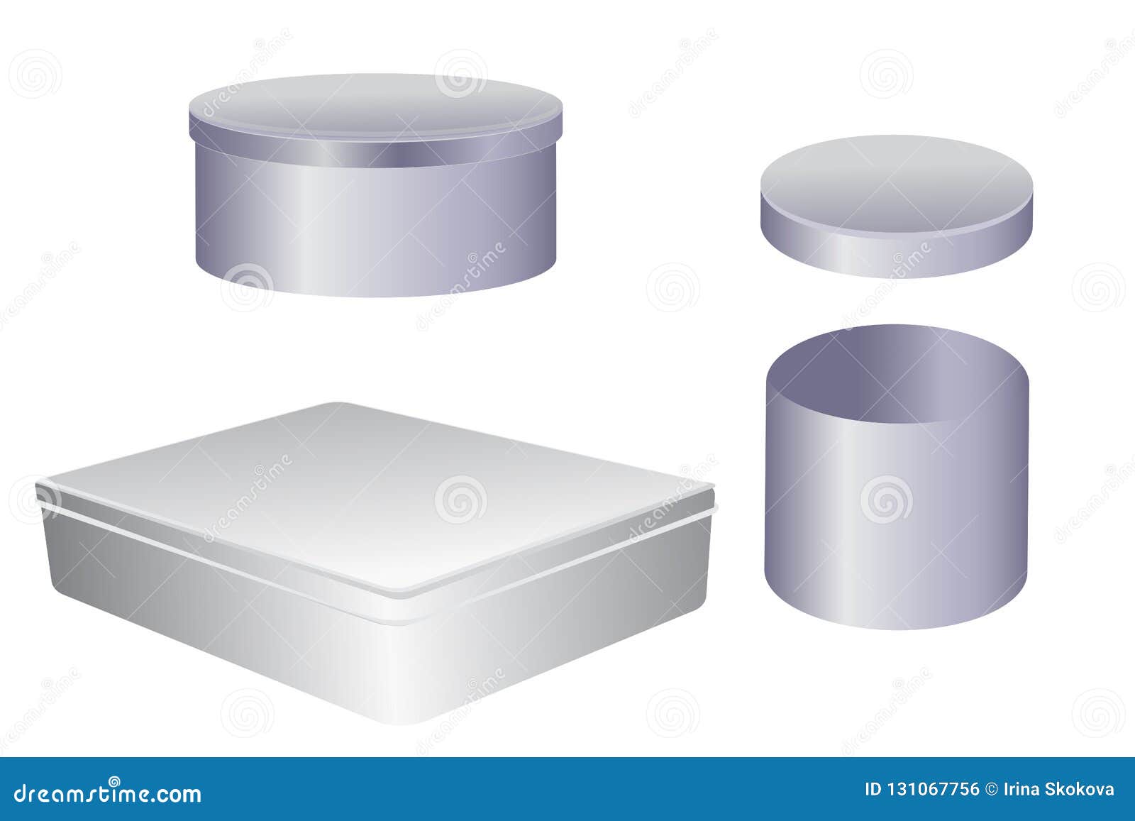 Vector Template of Metal Closed and Opened Boxes. Gift Box Stock ...