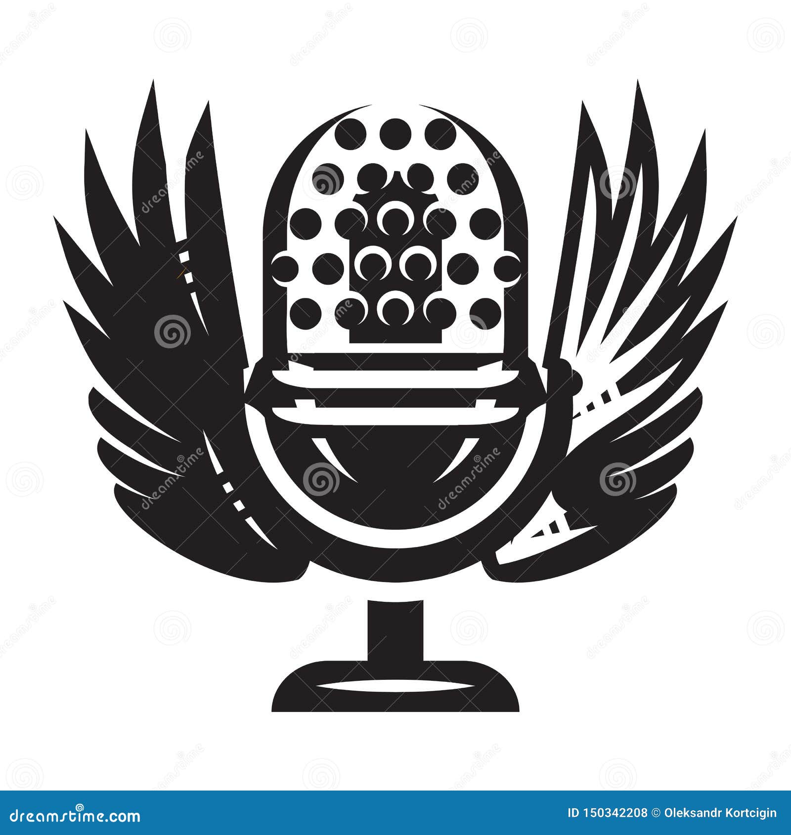 Vector Template with Microphone and Wings on Musical Theme Stock Vector ...