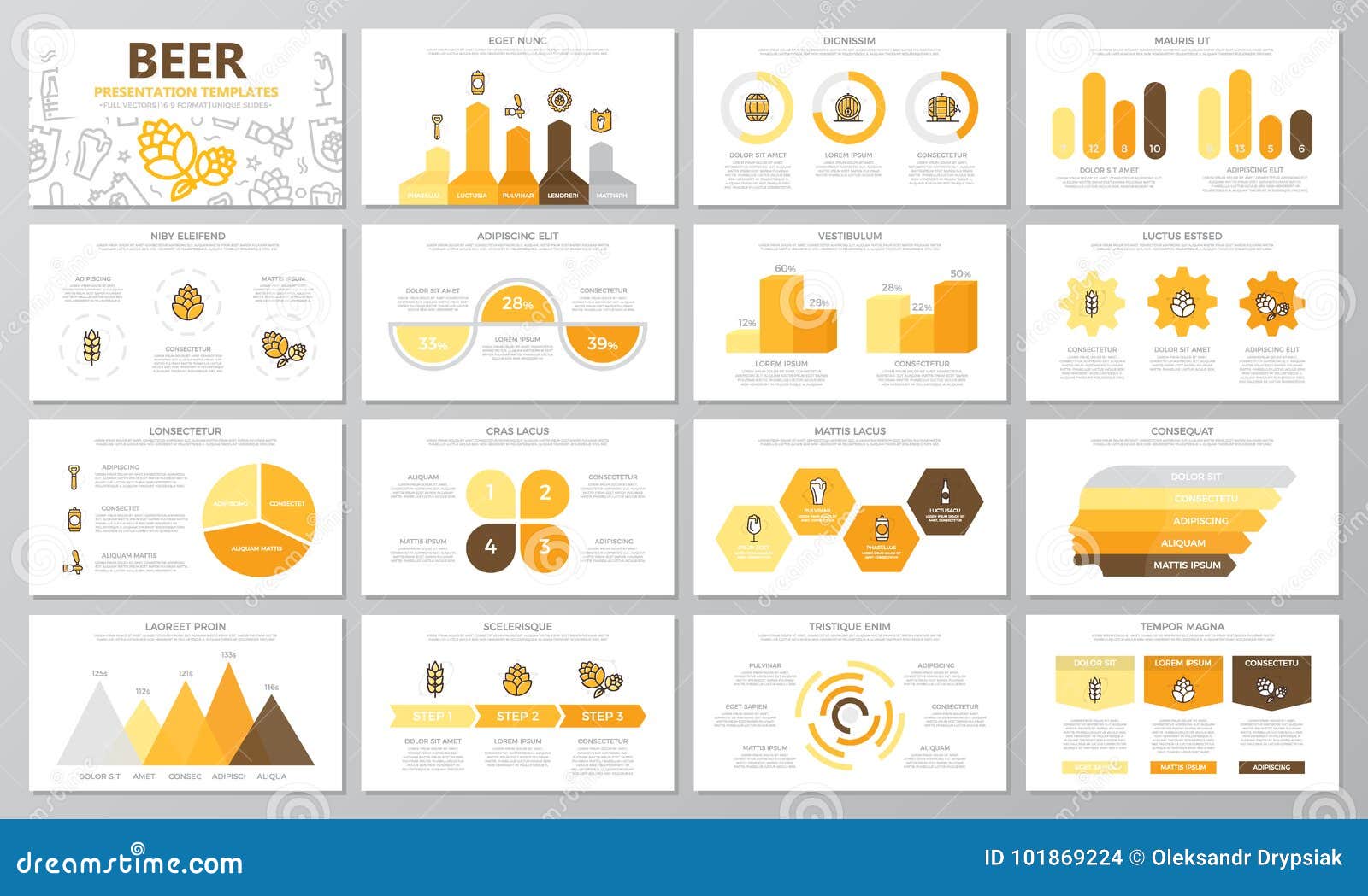 Set of Beer and Bar, Pub Elements for Multipurpose Presentation ...