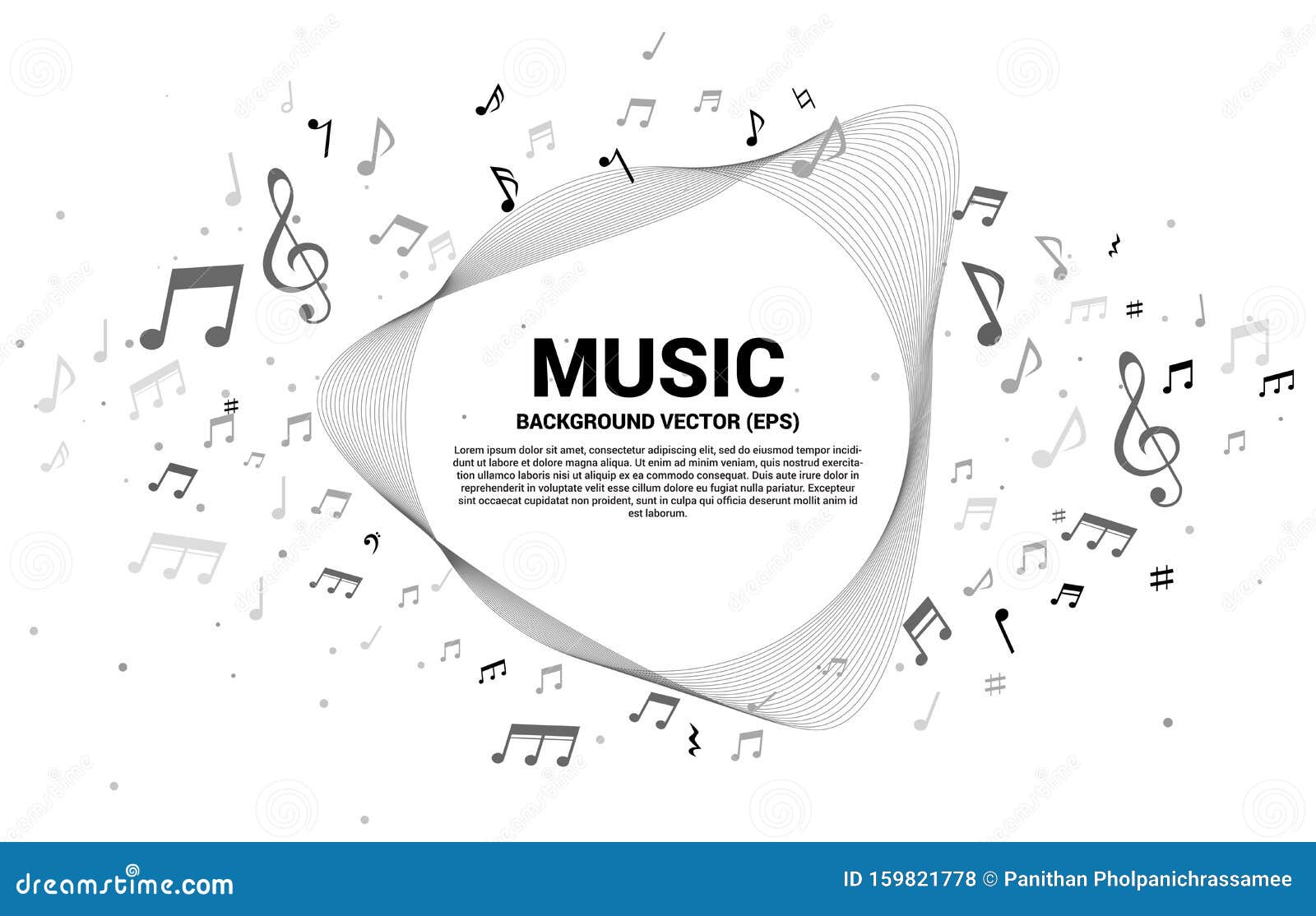 Vector Template Music Melody Note Dancing Flow . Stock Illustration ...