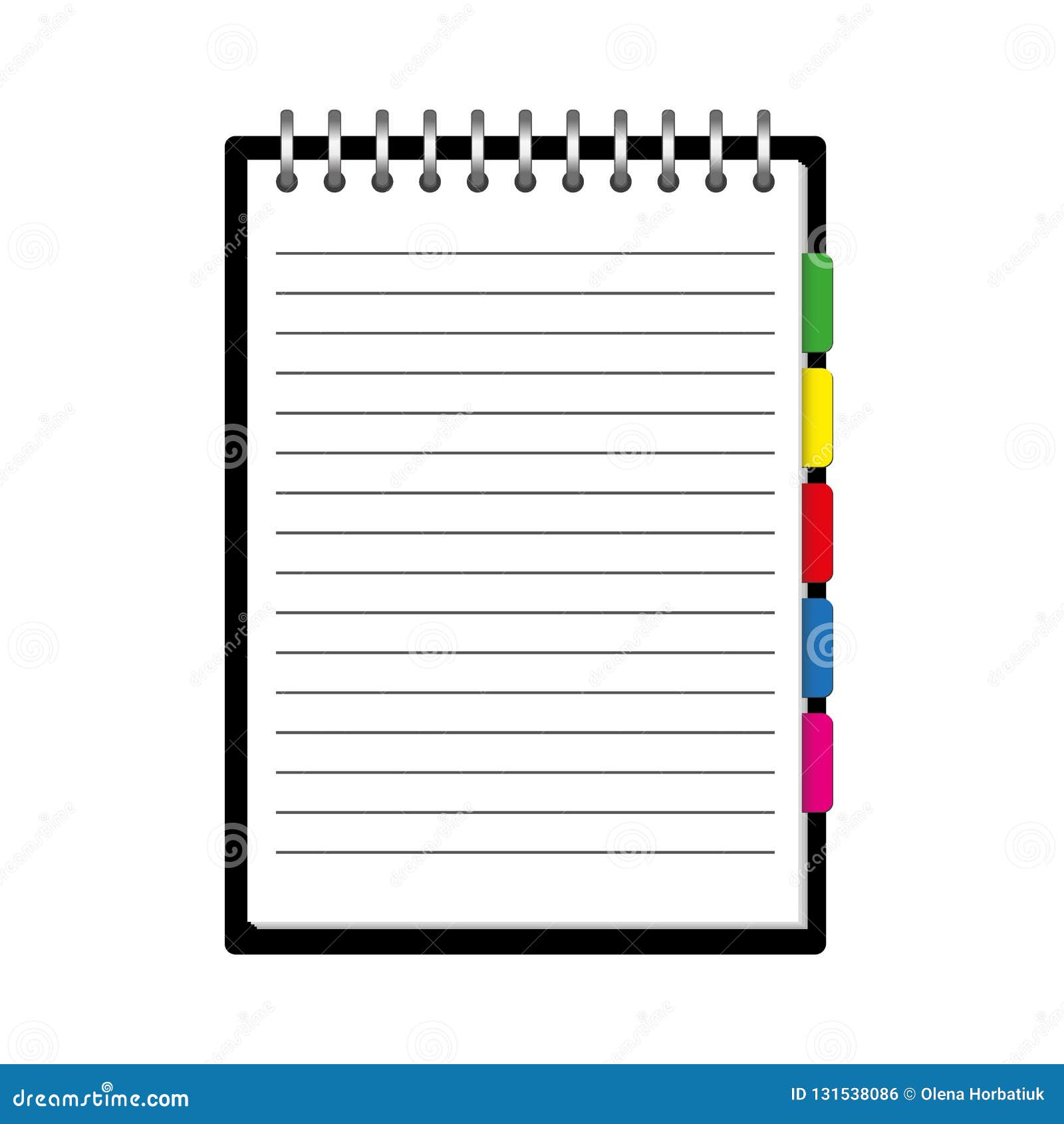 Vector Template of Notebook with Colored Bookmarks, Isolated on White ...