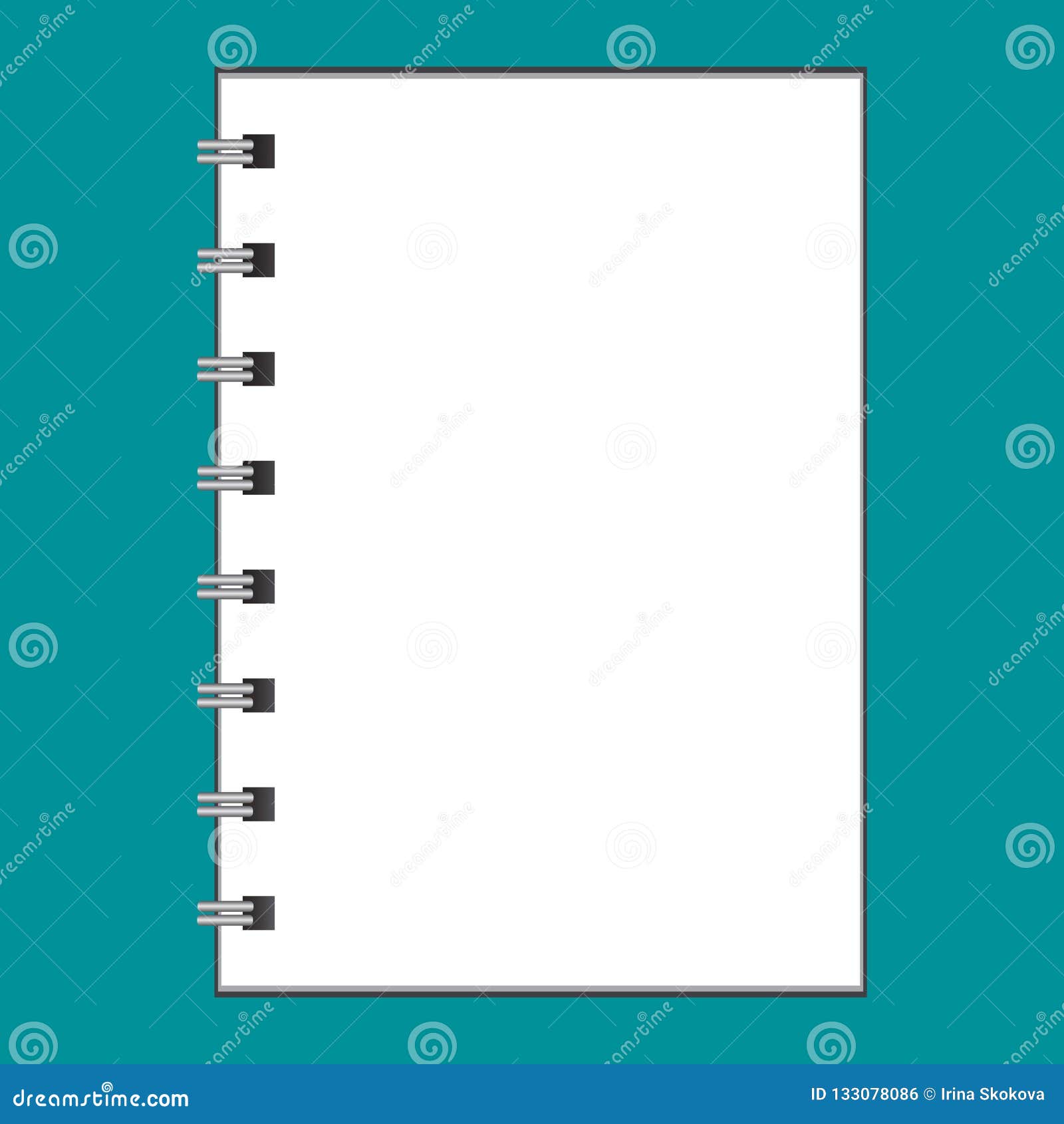 Vector Template of Notebook or Sketchbook on a Blue Background Stock ...