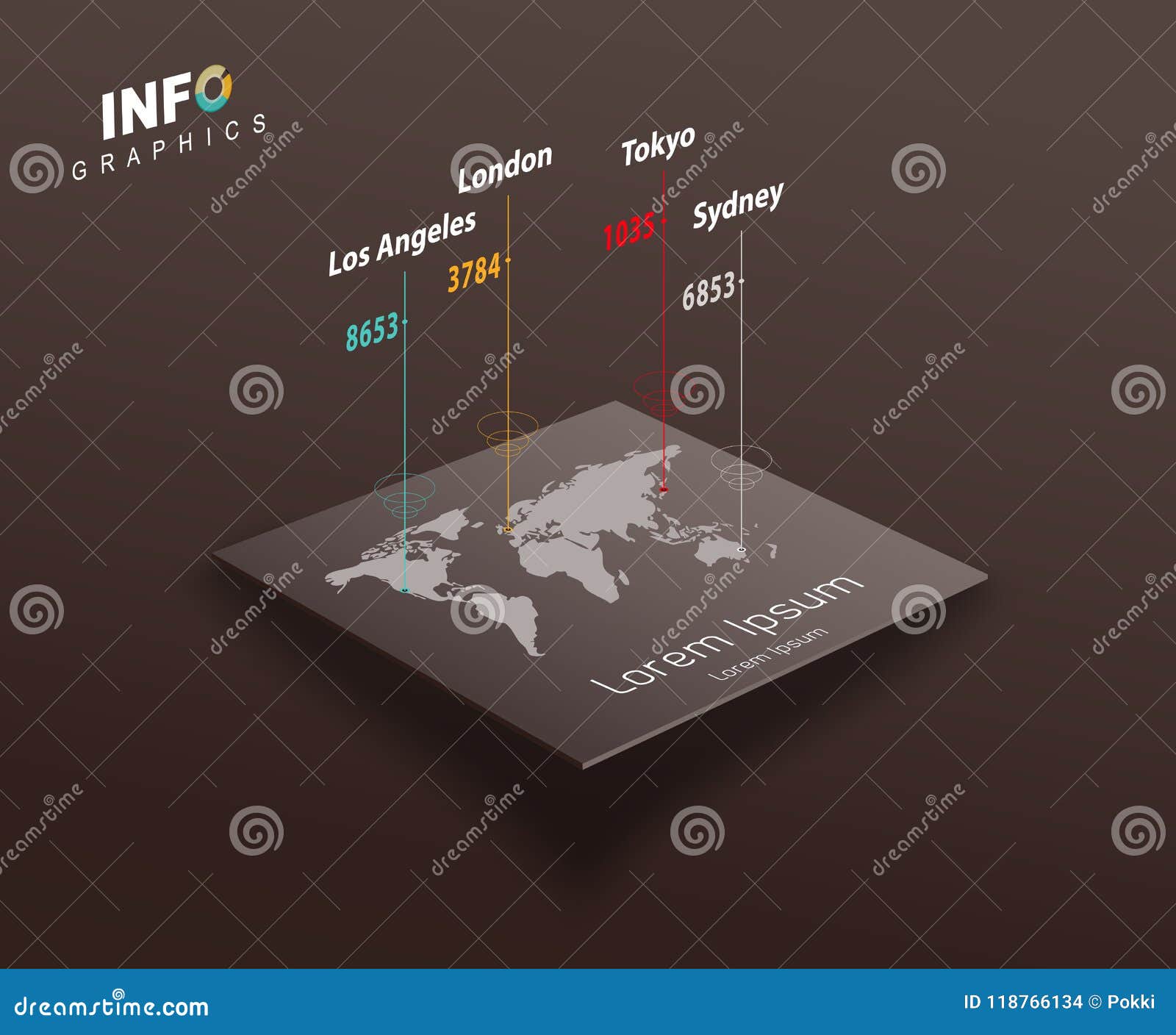 Perspective World Map And GPS Navigator Location Pin With All National ...