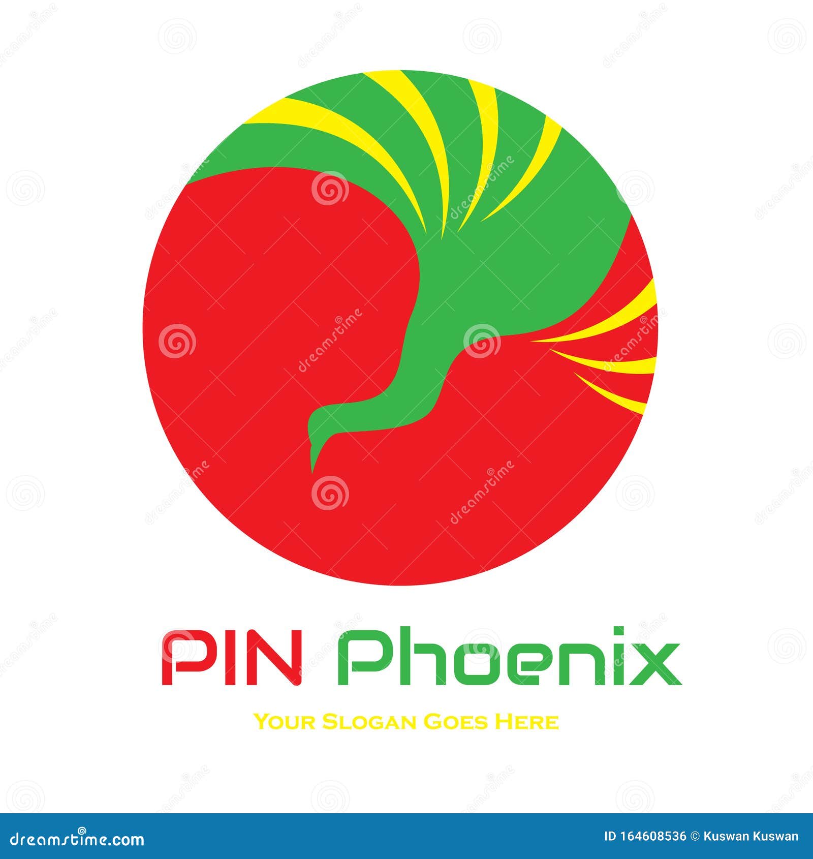 Circle Phoenix Design Vector in Eps.10. Red and Green Color Flat Style ...
