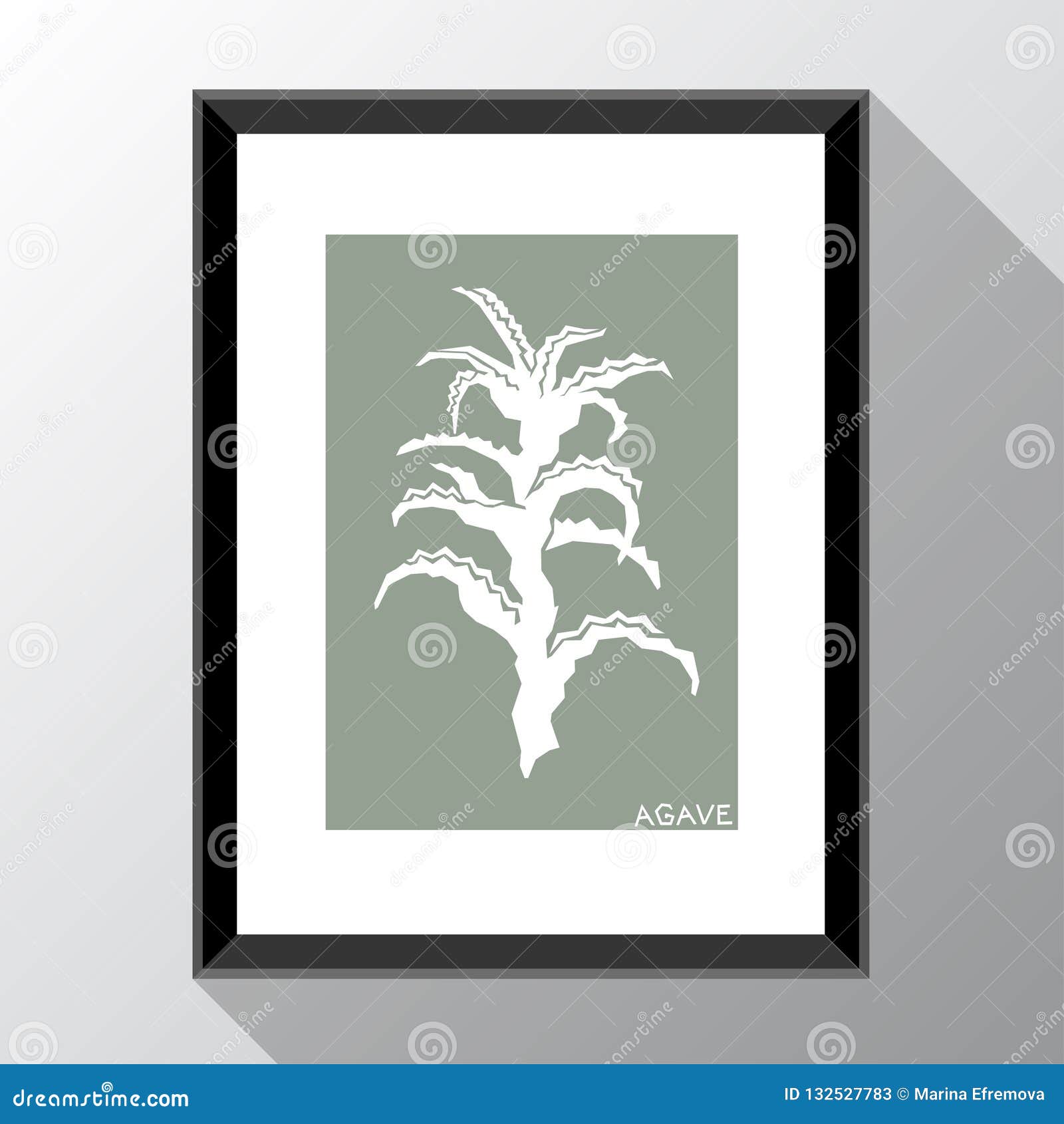 Vector Template with Photo Frame and Agave Stock Vector - Illustration ...