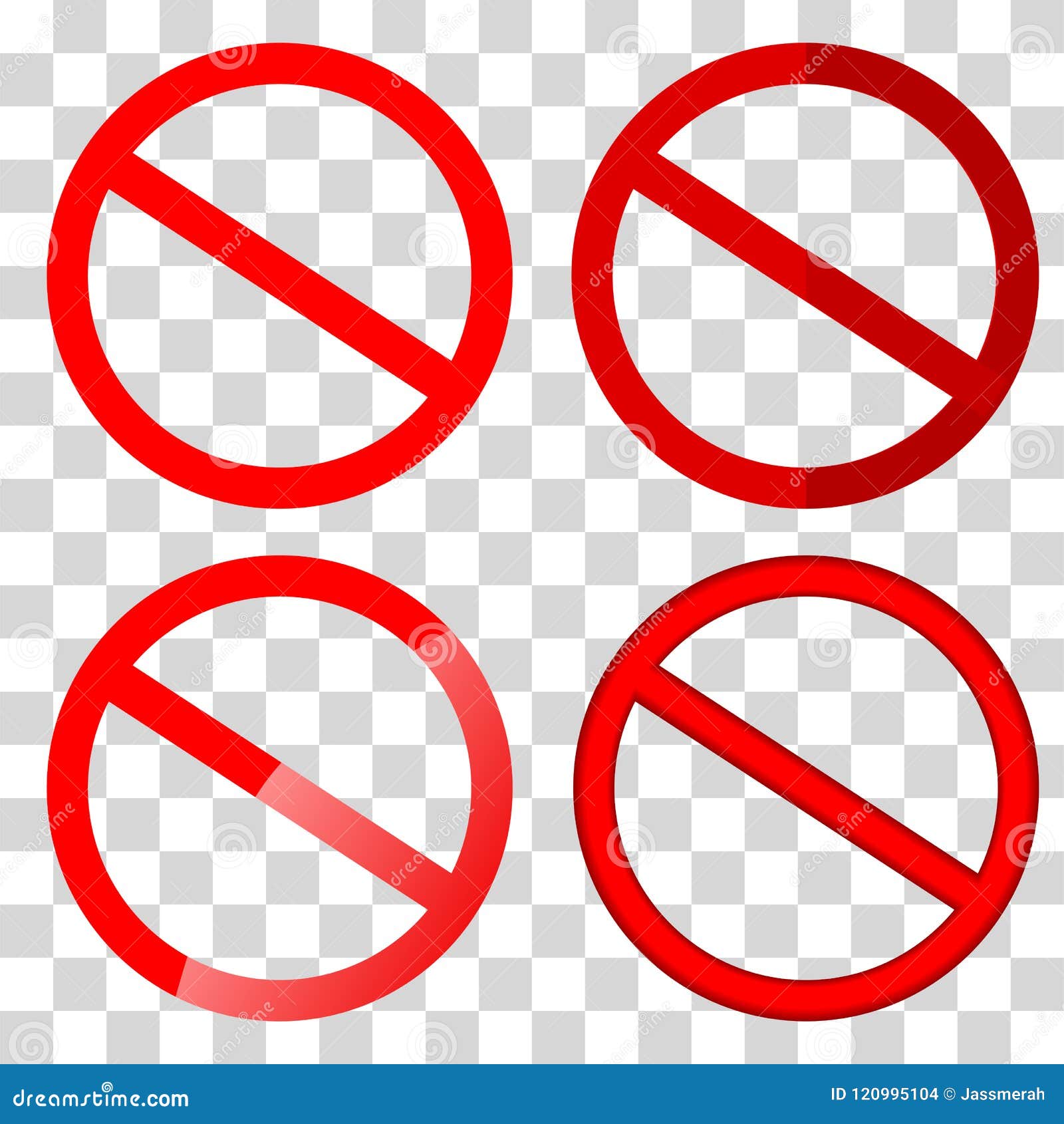 Four Style Blank Template Prohibition Sign at Transparent Effect ...
