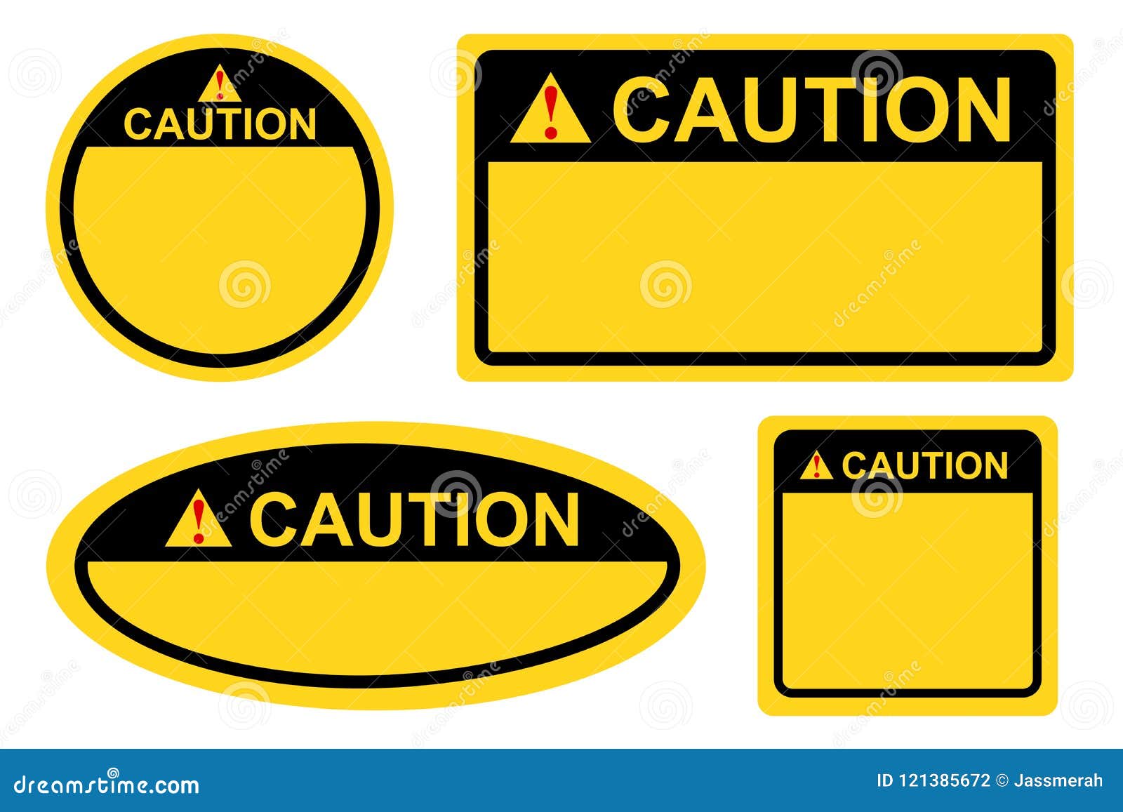 Template Rectangle, Square and Oval Yellow and Black Blank Caution Sign ...