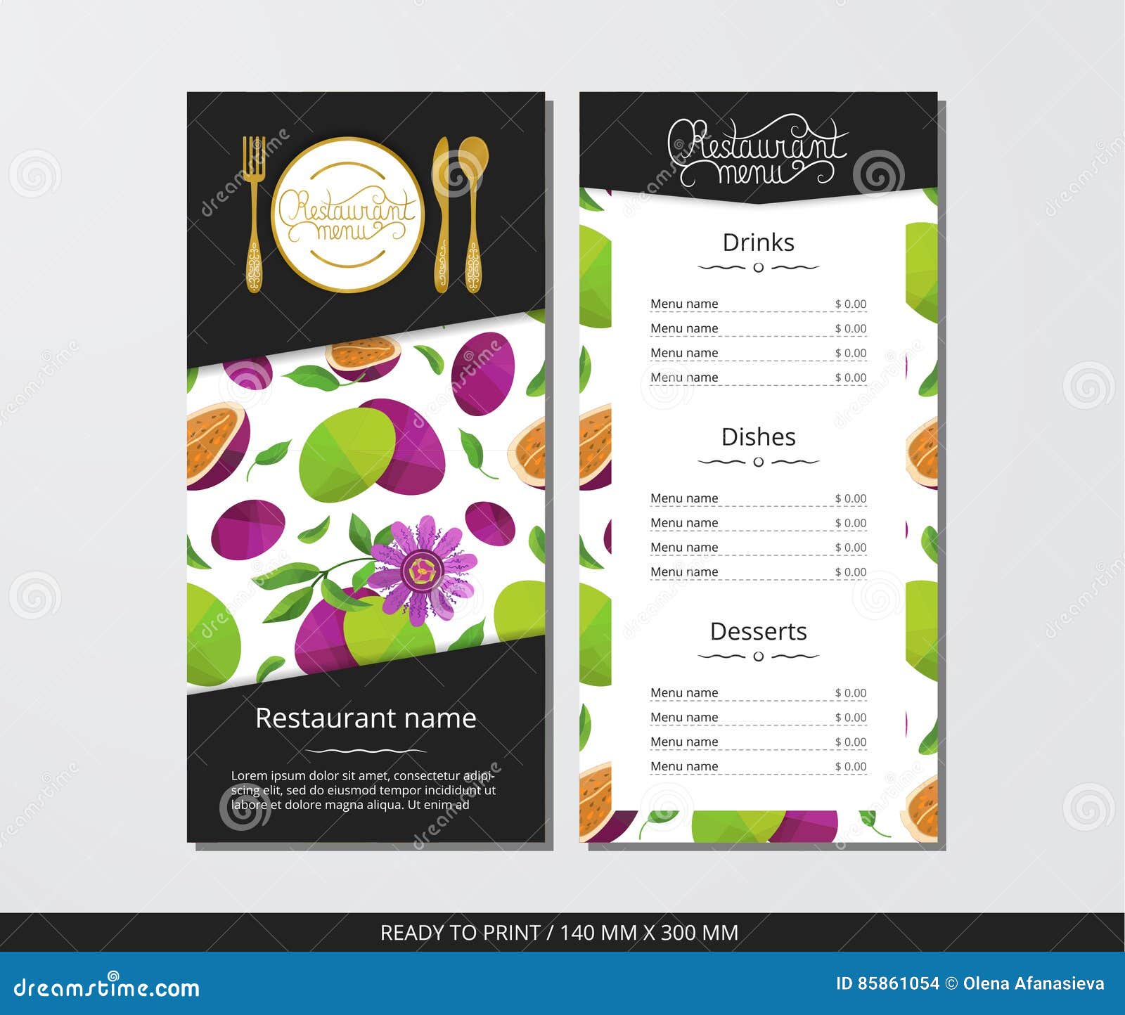 Vector Template Restaurant Menu with Gold Cutlery and Pattern ...