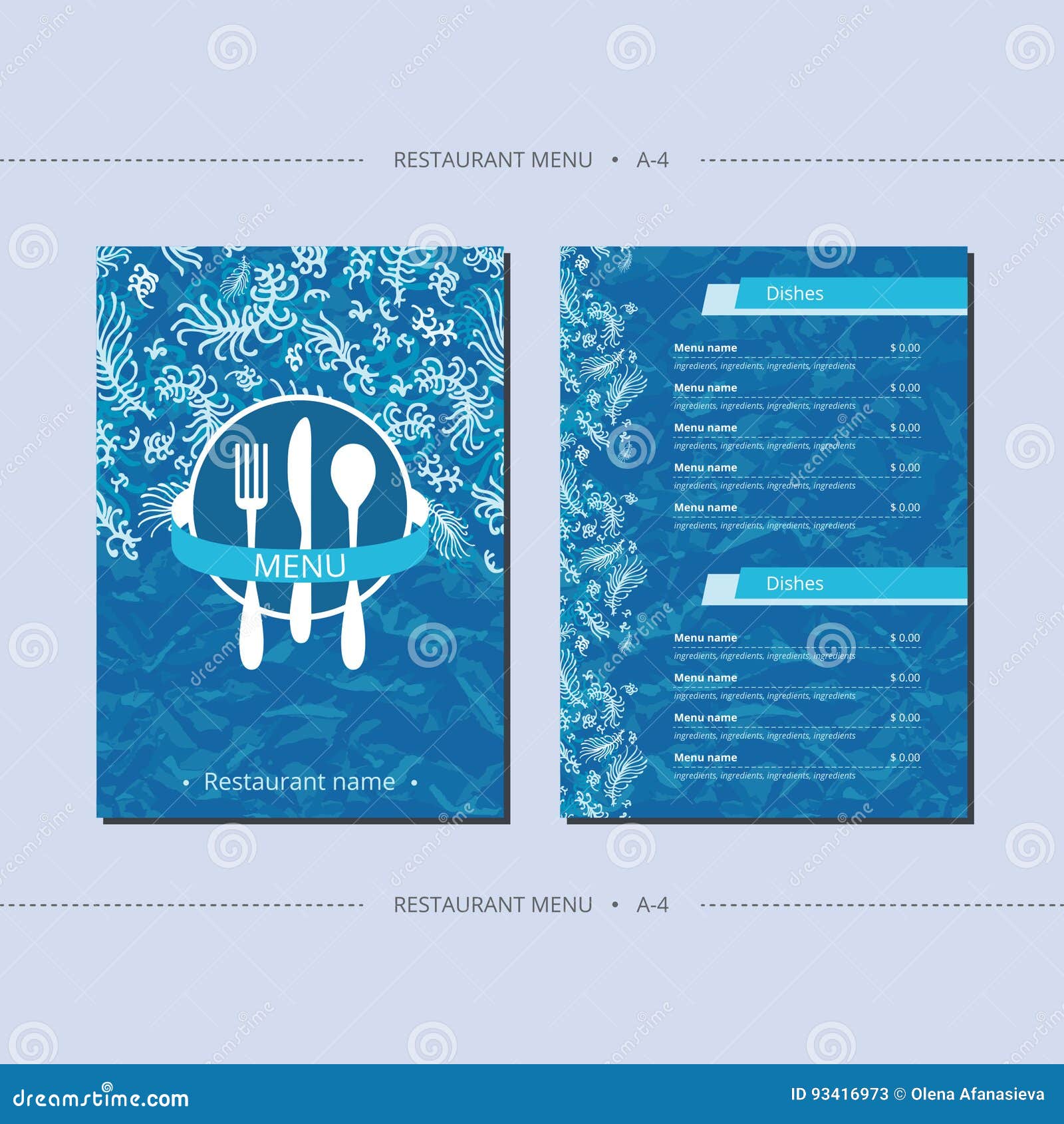 Vector Template Restaurant Menu with Pattern Winter Sky Stock Vector ...