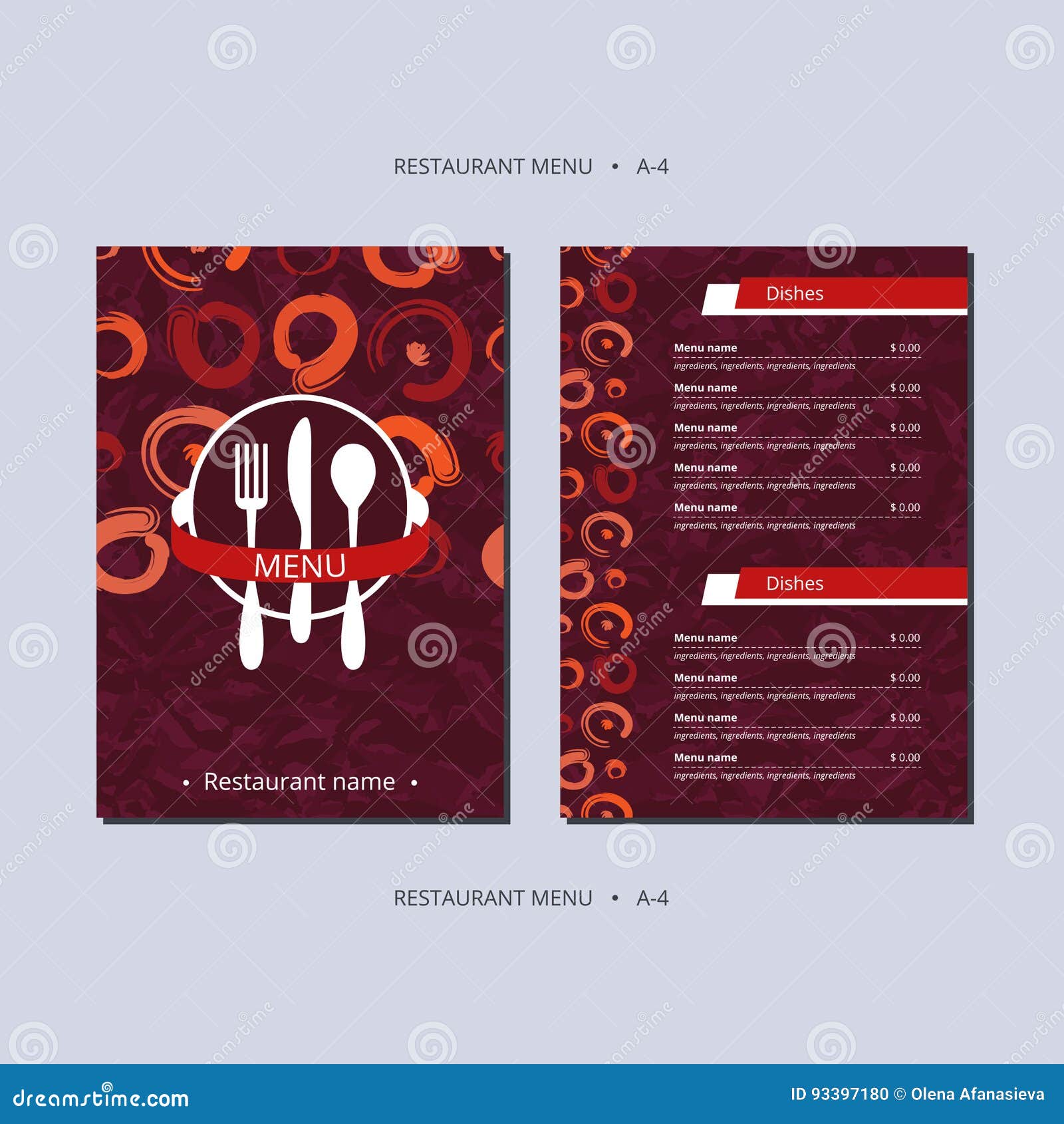Vector Template Restaurant Menu with Strange Circles Pattern Stock ...