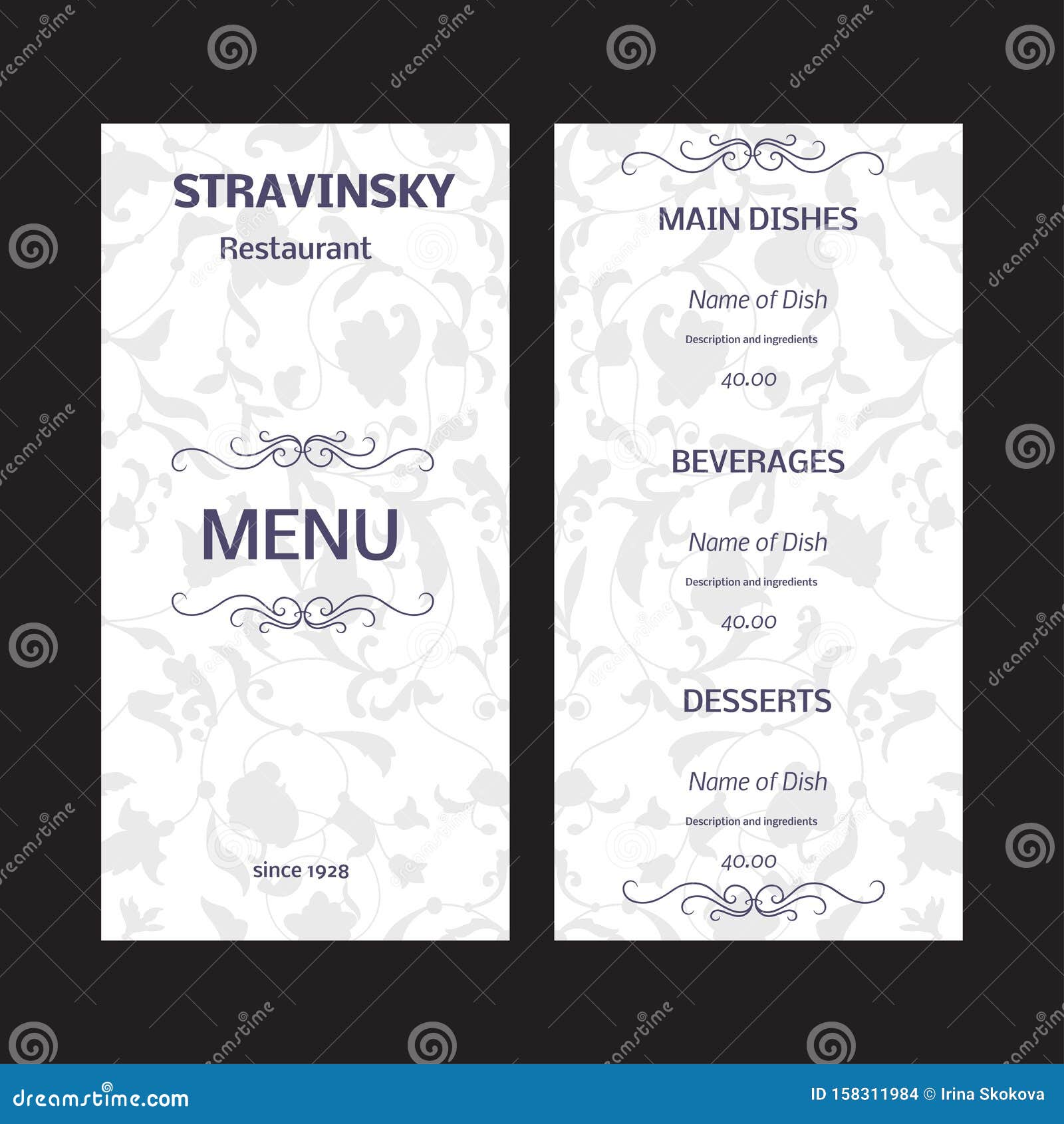 Vector Template for Restaurant Menu in Luxury Style Stock Vector ...