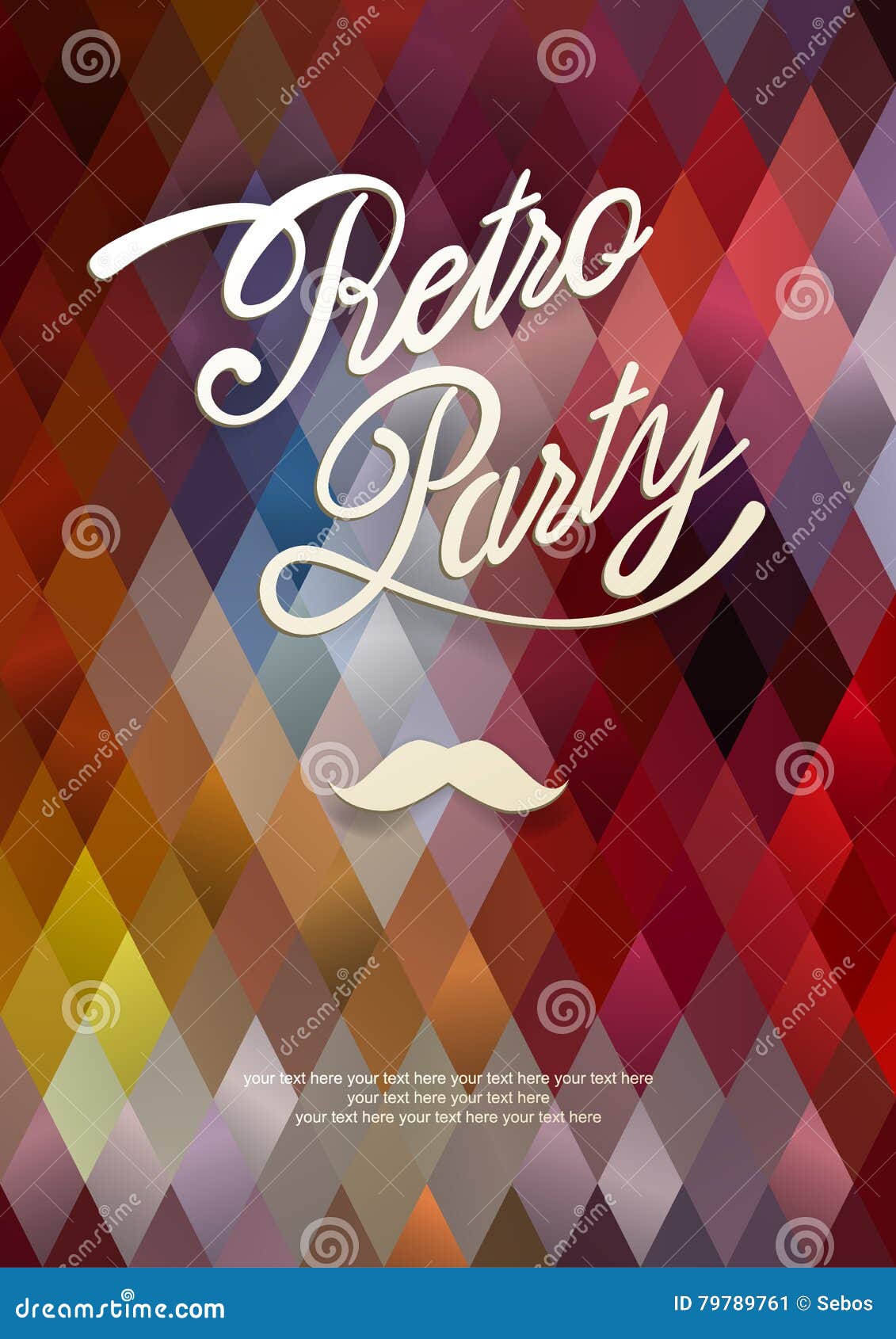 Vector Template Retro Party. Abstract Geometrical Textured Colorful ...