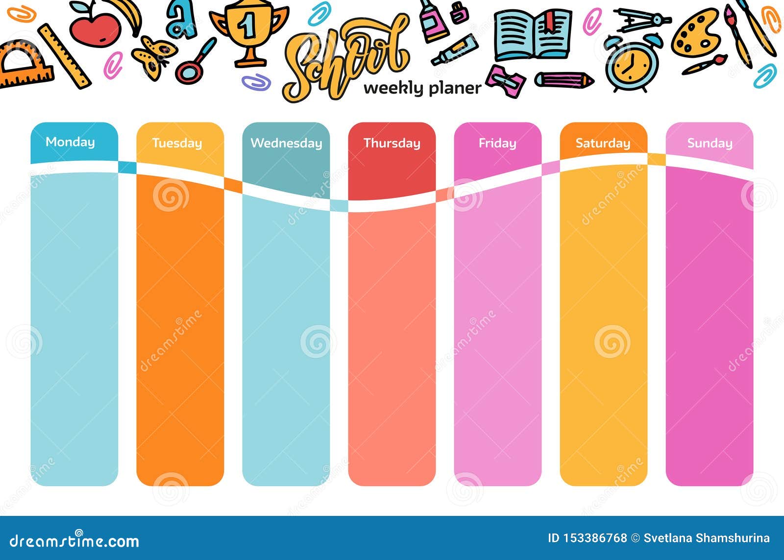 Vector Template School Timetable for Students and Pupils. Illustration ...