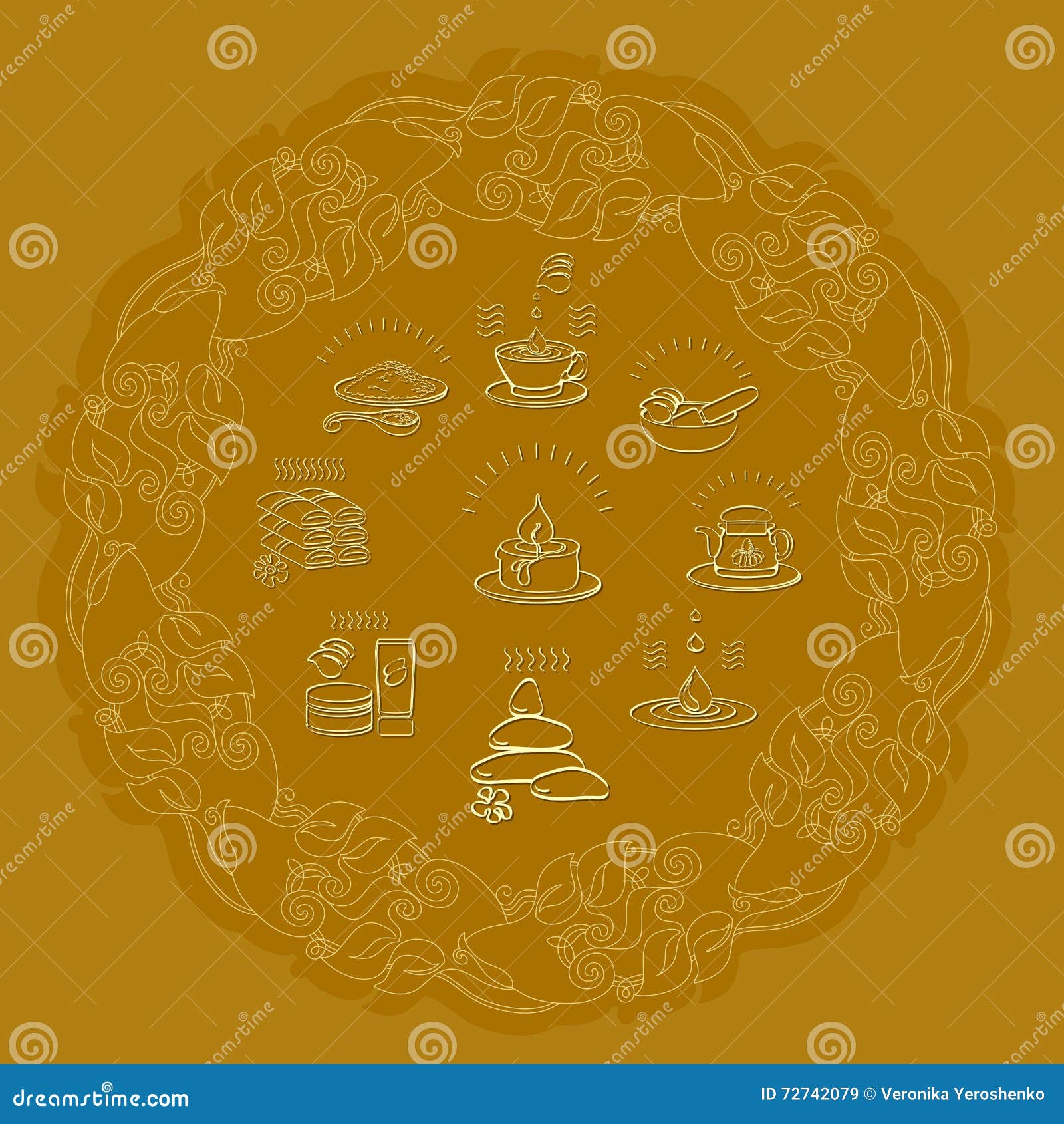 Vector Template Spa Themed Card Stock Vector - Illustration of golden ...