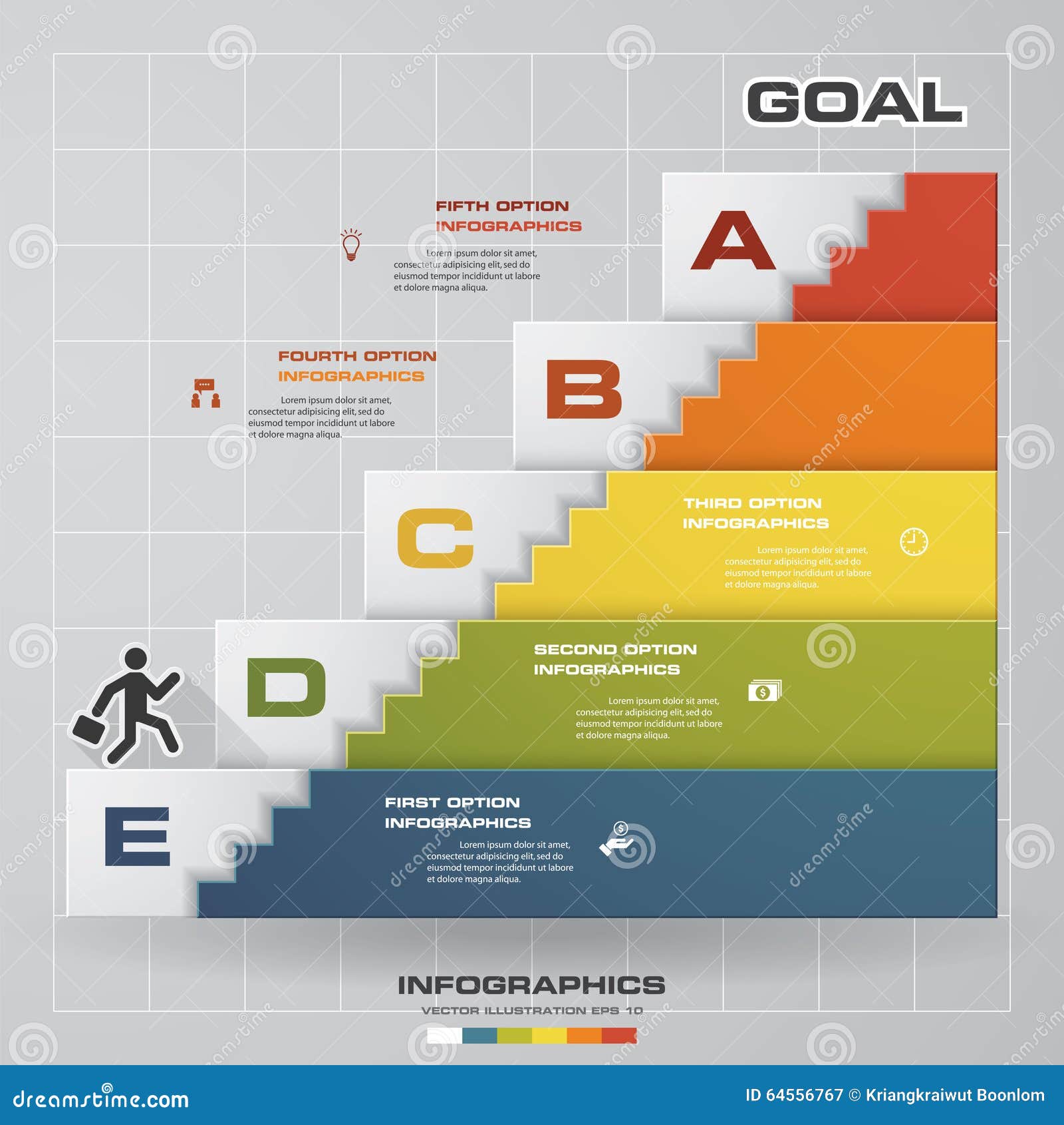 Vector Template for a Step by Step. 5 Steps Stock Vector - Illustration ...