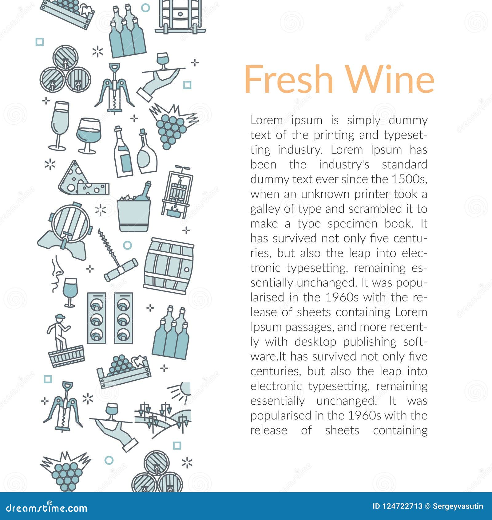 Vertical Text Card Template FRESH WINE. Stock Vector - Illustration of ...