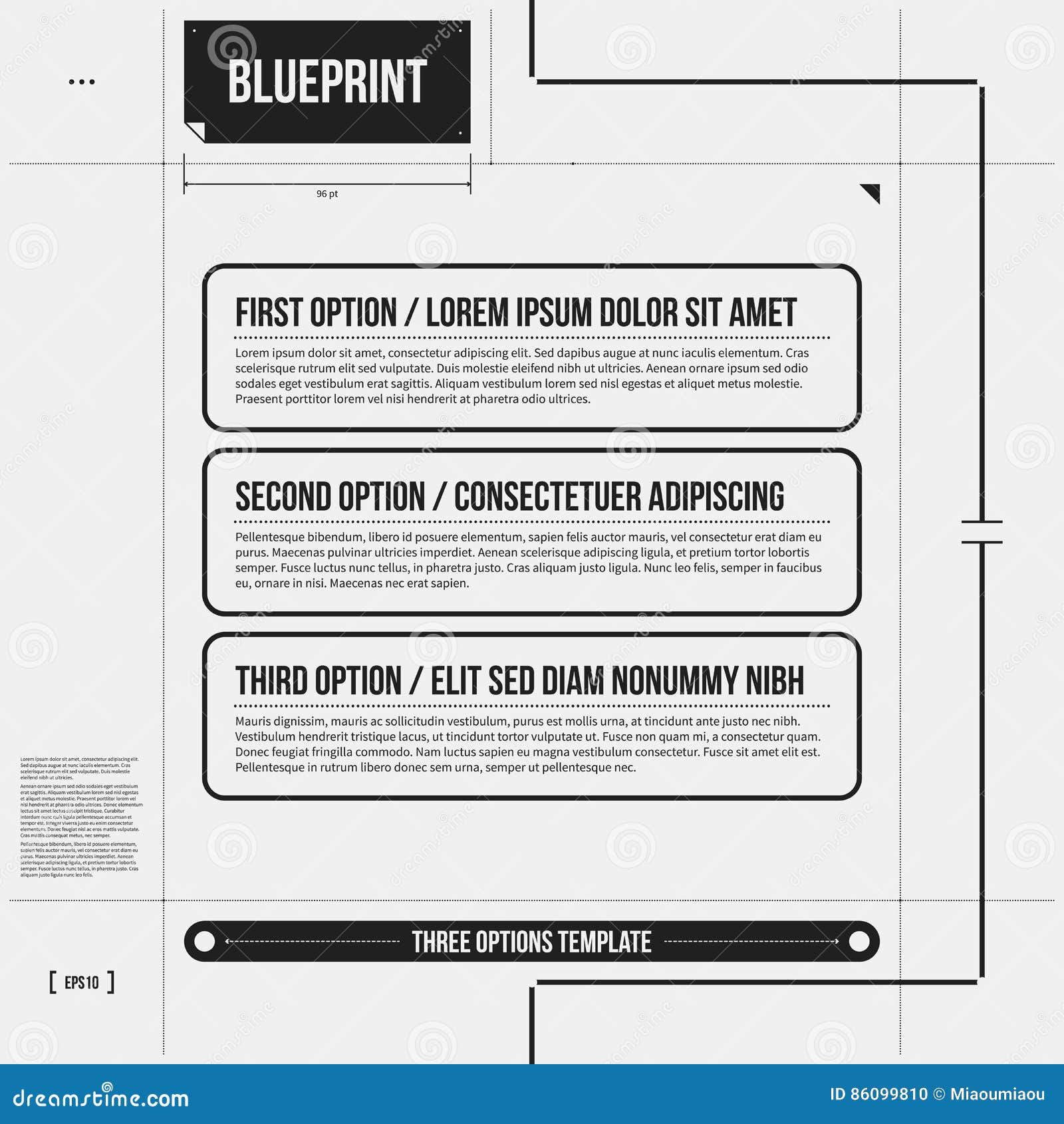 Vector Template with Three Horizontal Banners in Draft Style Stock ...