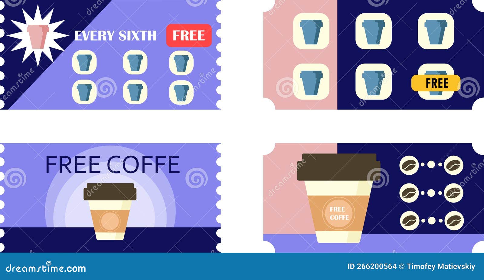 Vector Template of the Ticket Layout for Getting Free Coffee Stock ...