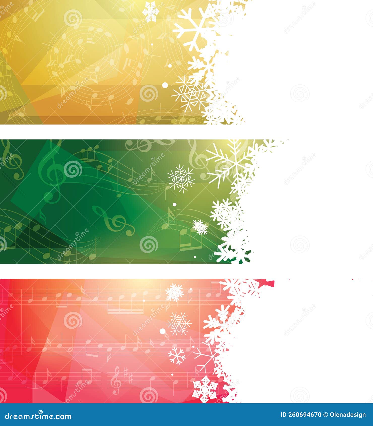 Vector Templates with Abstract Music Notes and White Snowflakes - Set ...