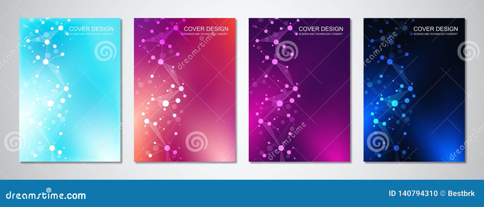 Vector Templates for Cover or Brochure, with Molecules Background and ...