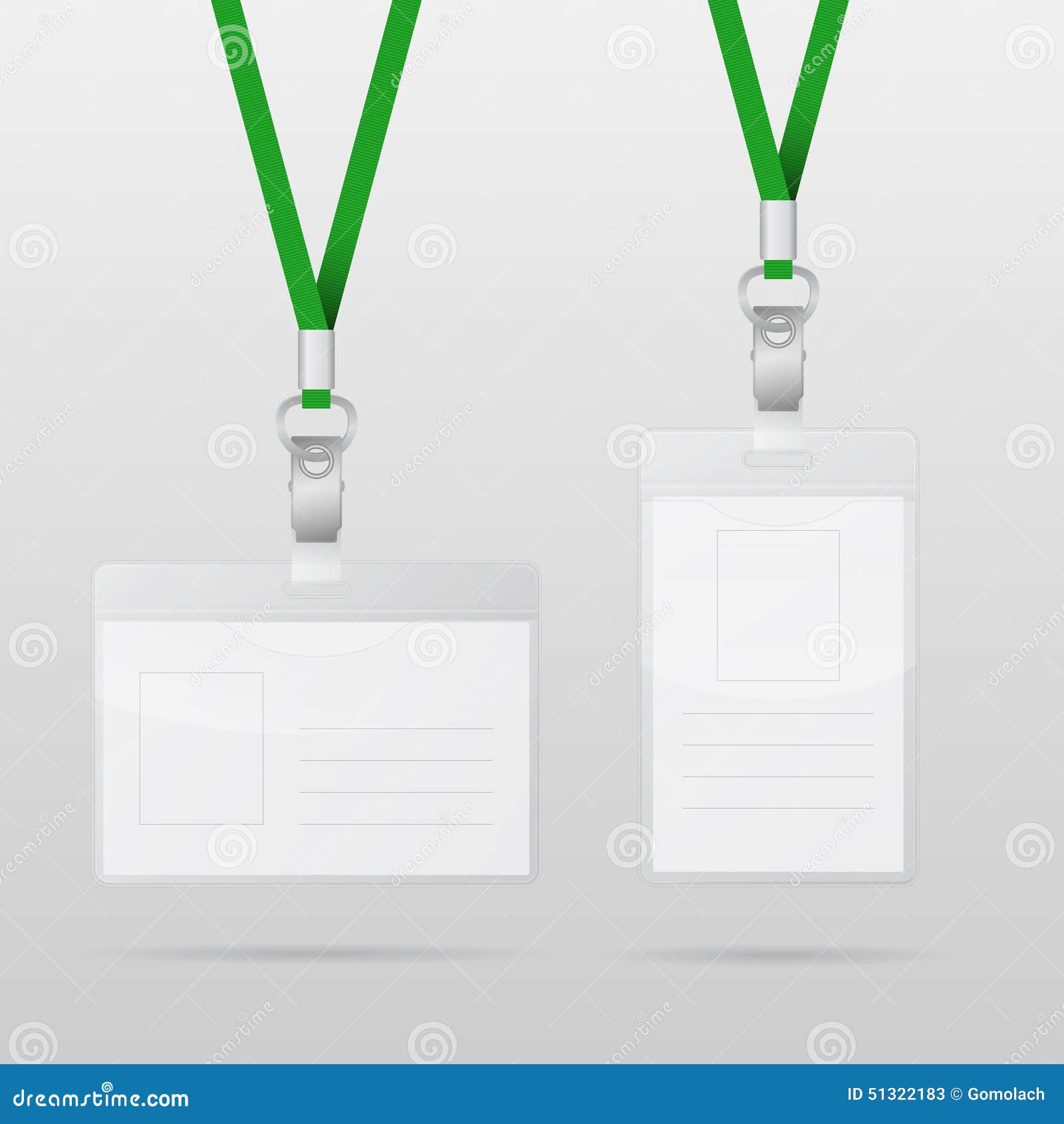 Vector Templates for Name Tag with Green Lanyards Stock Vector ...