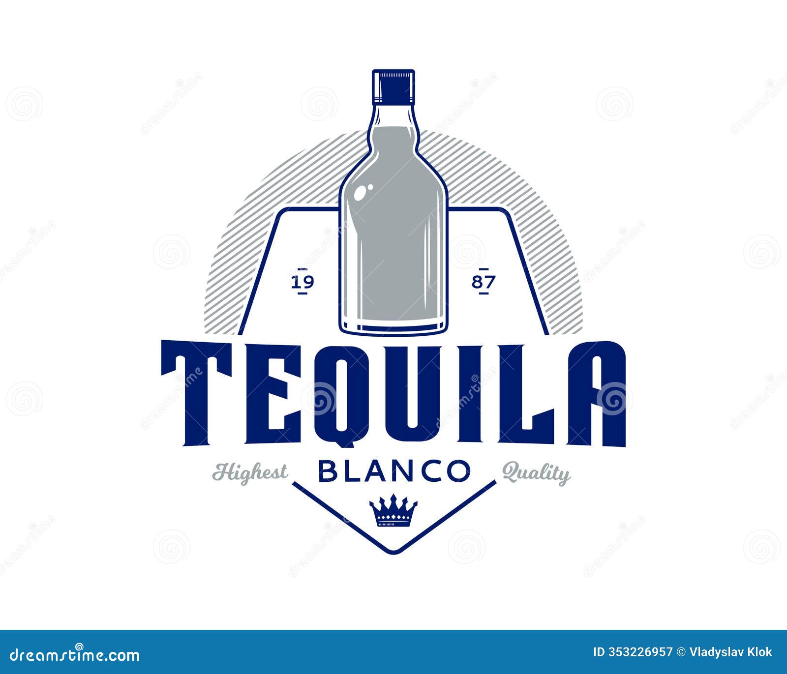 Tequila Logo. Gold Tequila Label. Blue Agave Premium Tequila. Vector ...