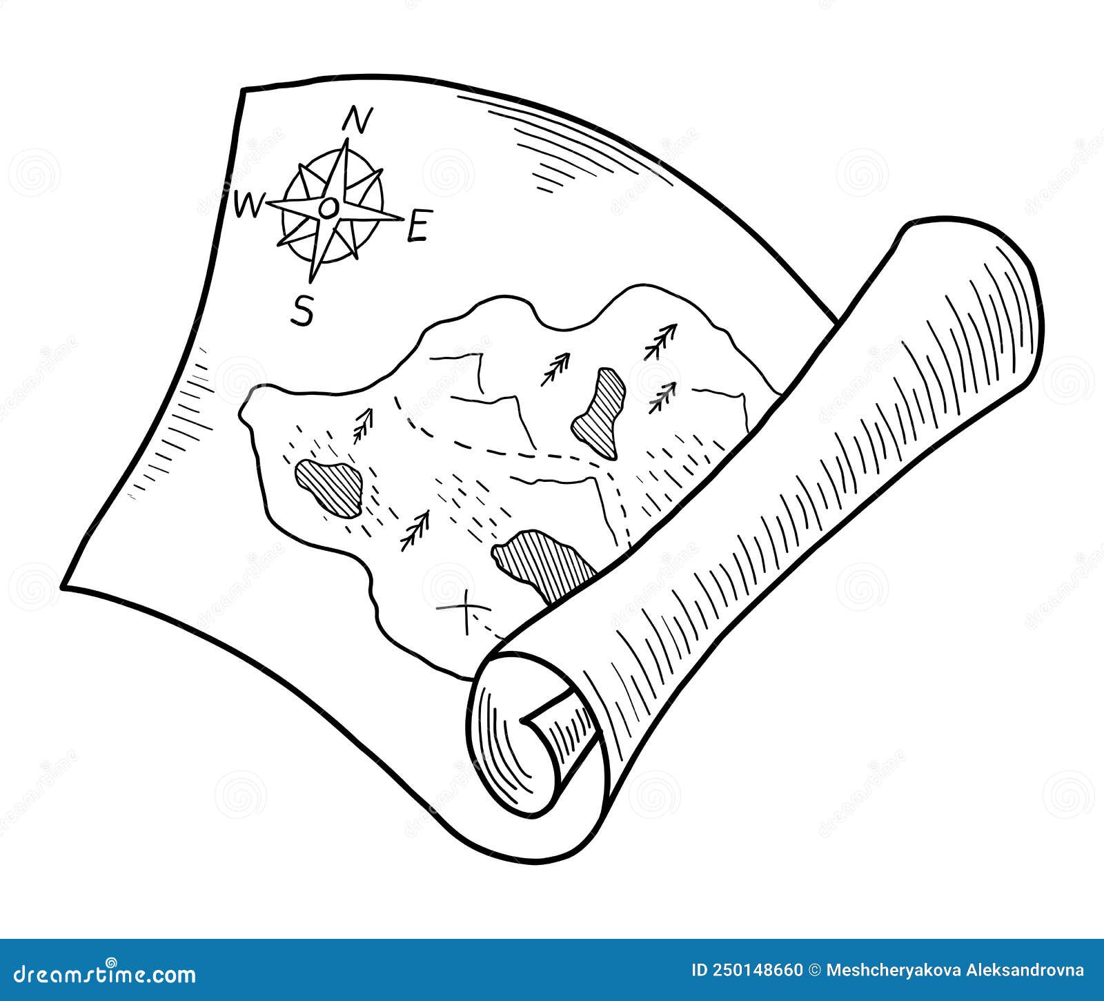 VECTOR TERRAIN MAP ISOLATED on a WHITE BACKGROUND. DOODLE DRAWING by ...