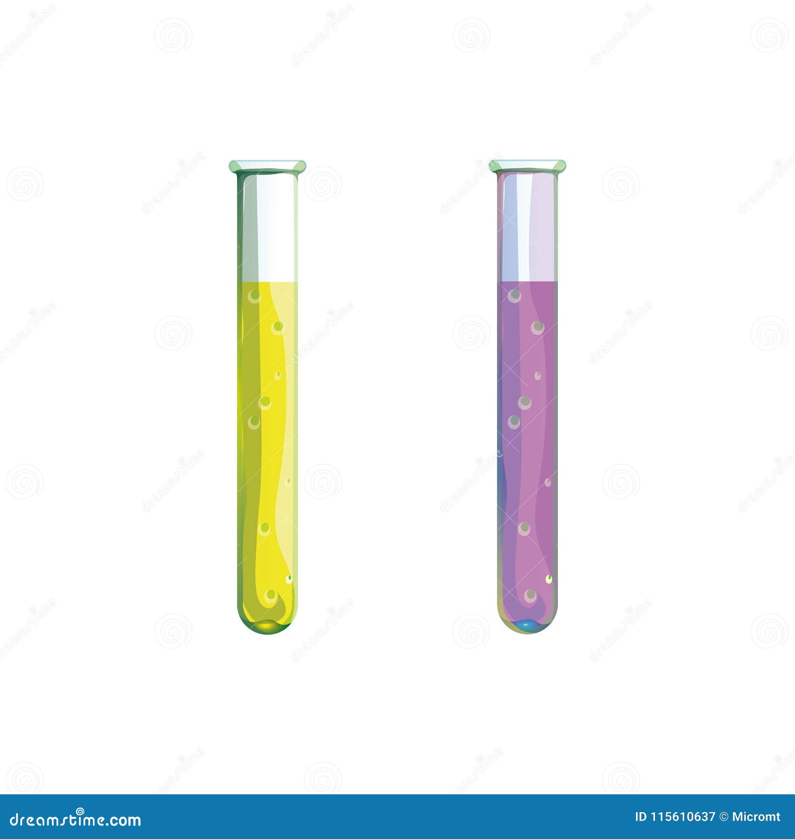 Vector Test Tubes Filled with with Greenish and Violet Substance Stock ...