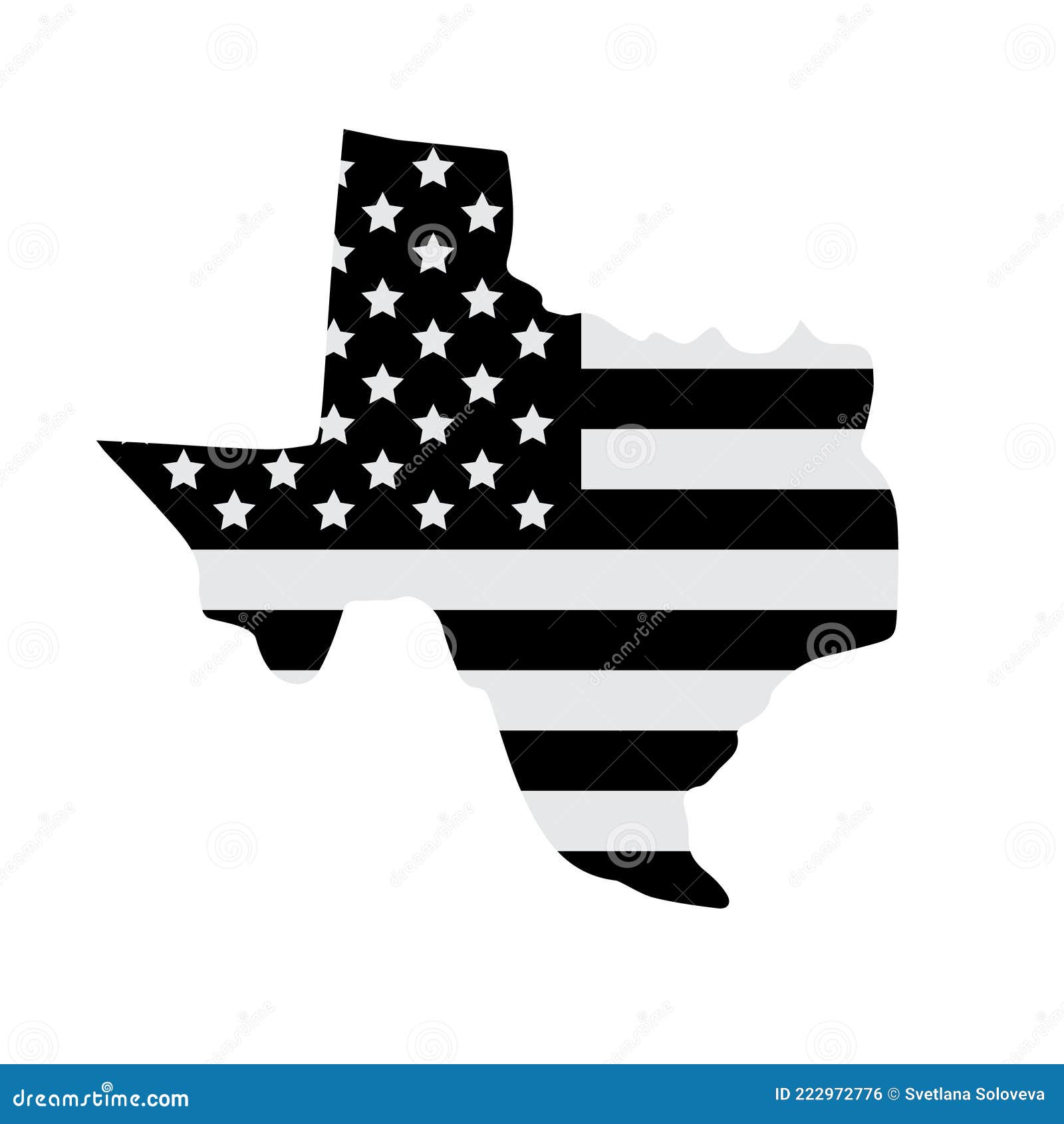 Vector Texas State Map Silhouette with USA Flag Stock Vector ...