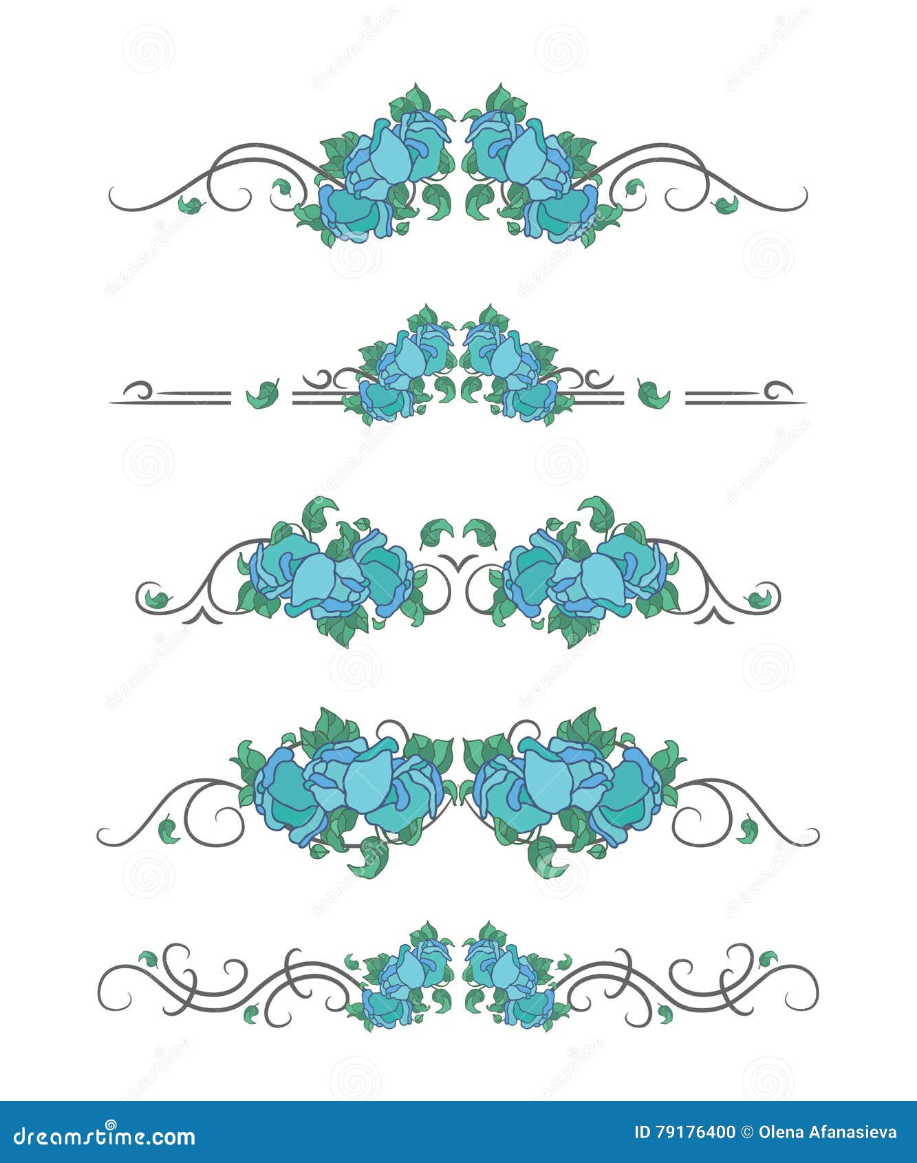 Vector Text Dividers with Blue Roses Stock Vector - Illustration of ...