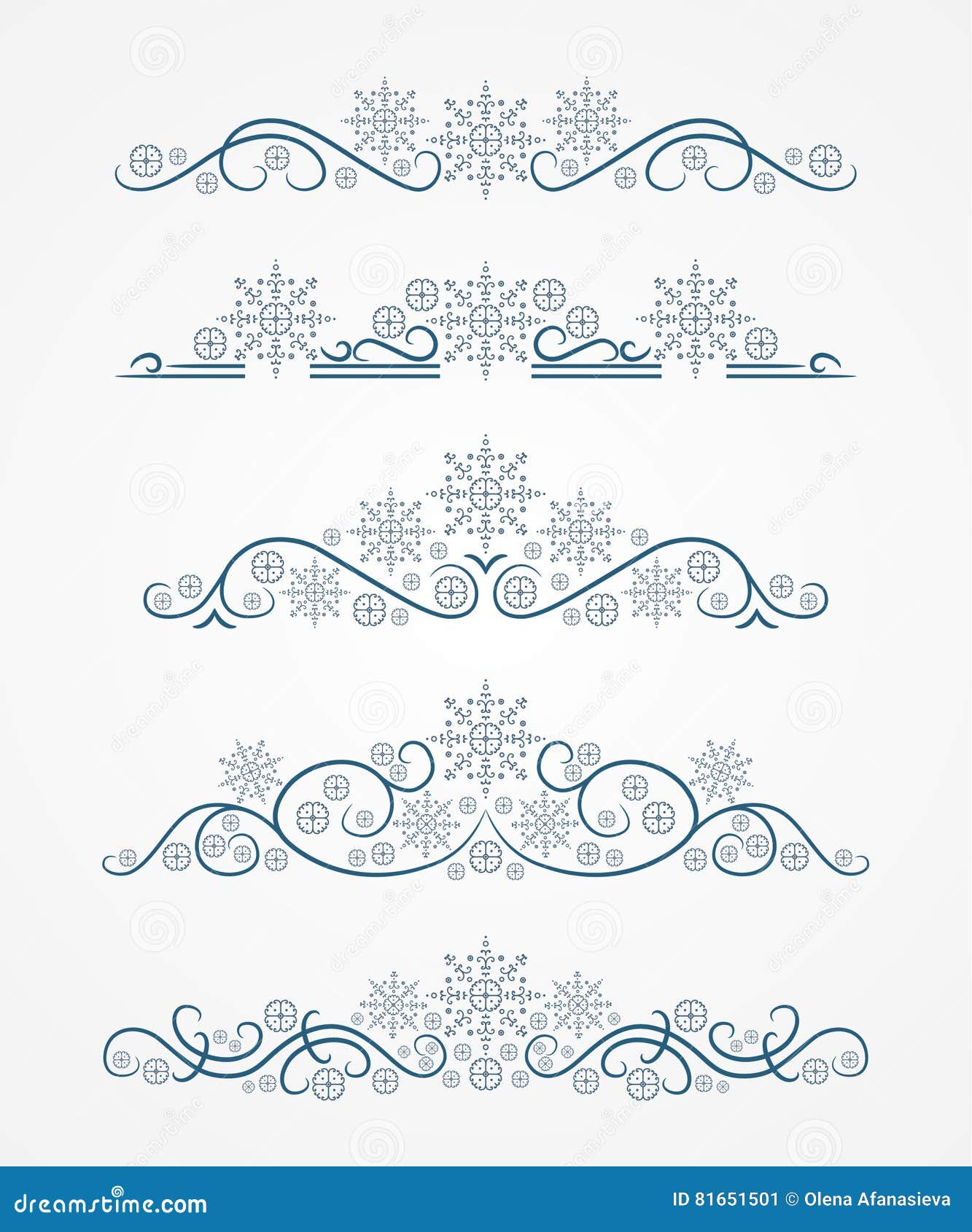 Vector Text Dividers with Blue Snowflakes Stock Vector - Illustration ...