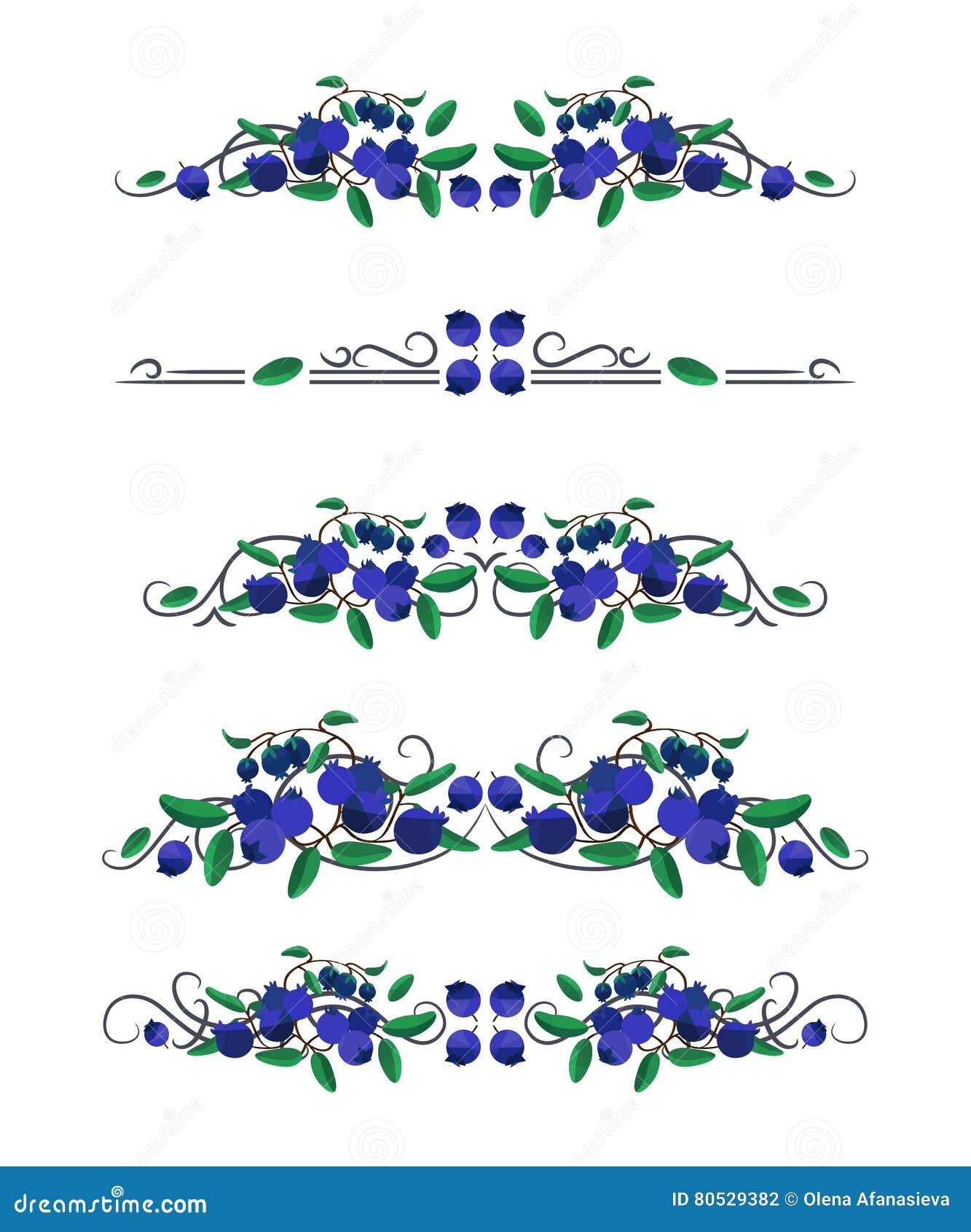 Vector Text Dividers with Blueberries and Leaves Stock Vector ...