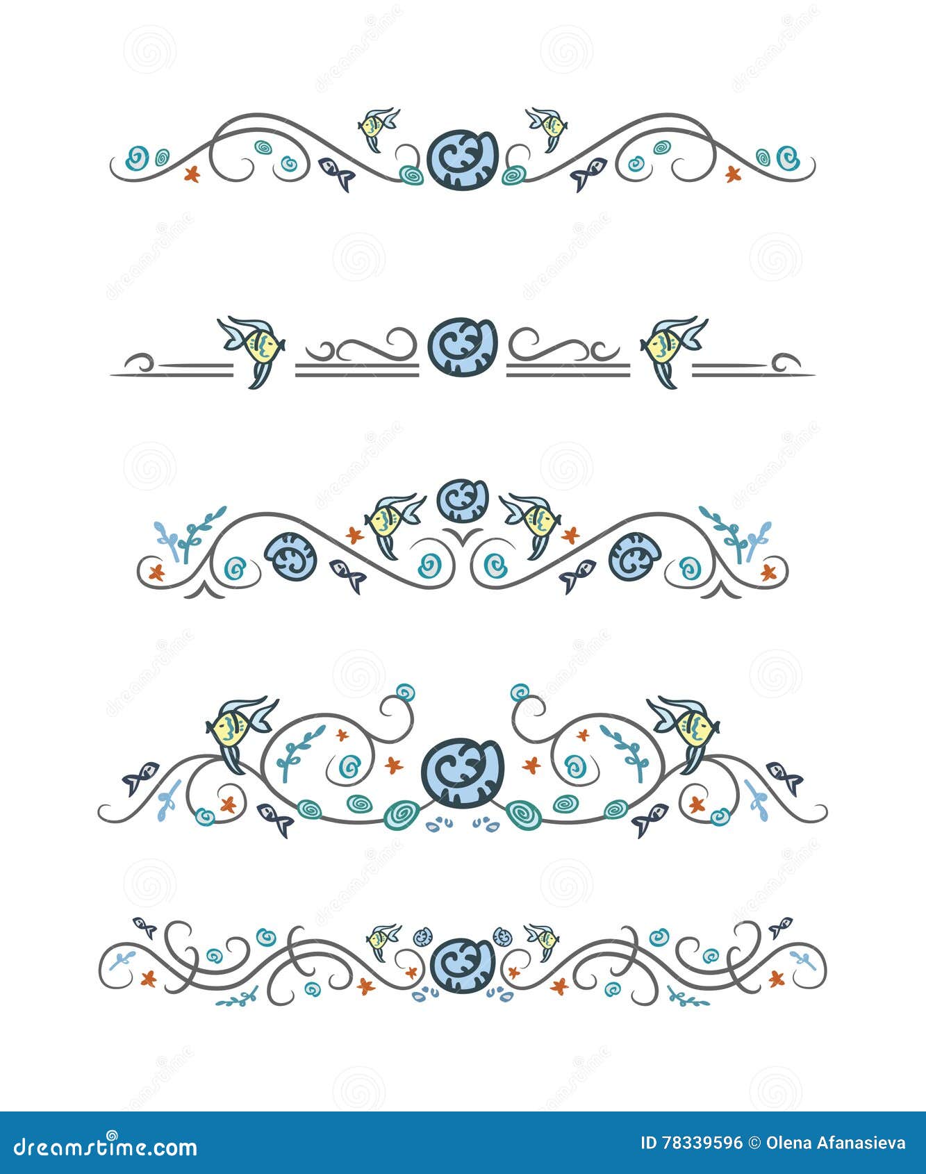 Vector Text Dividers with Ocean Stock Vector - Illustration of ornament ...