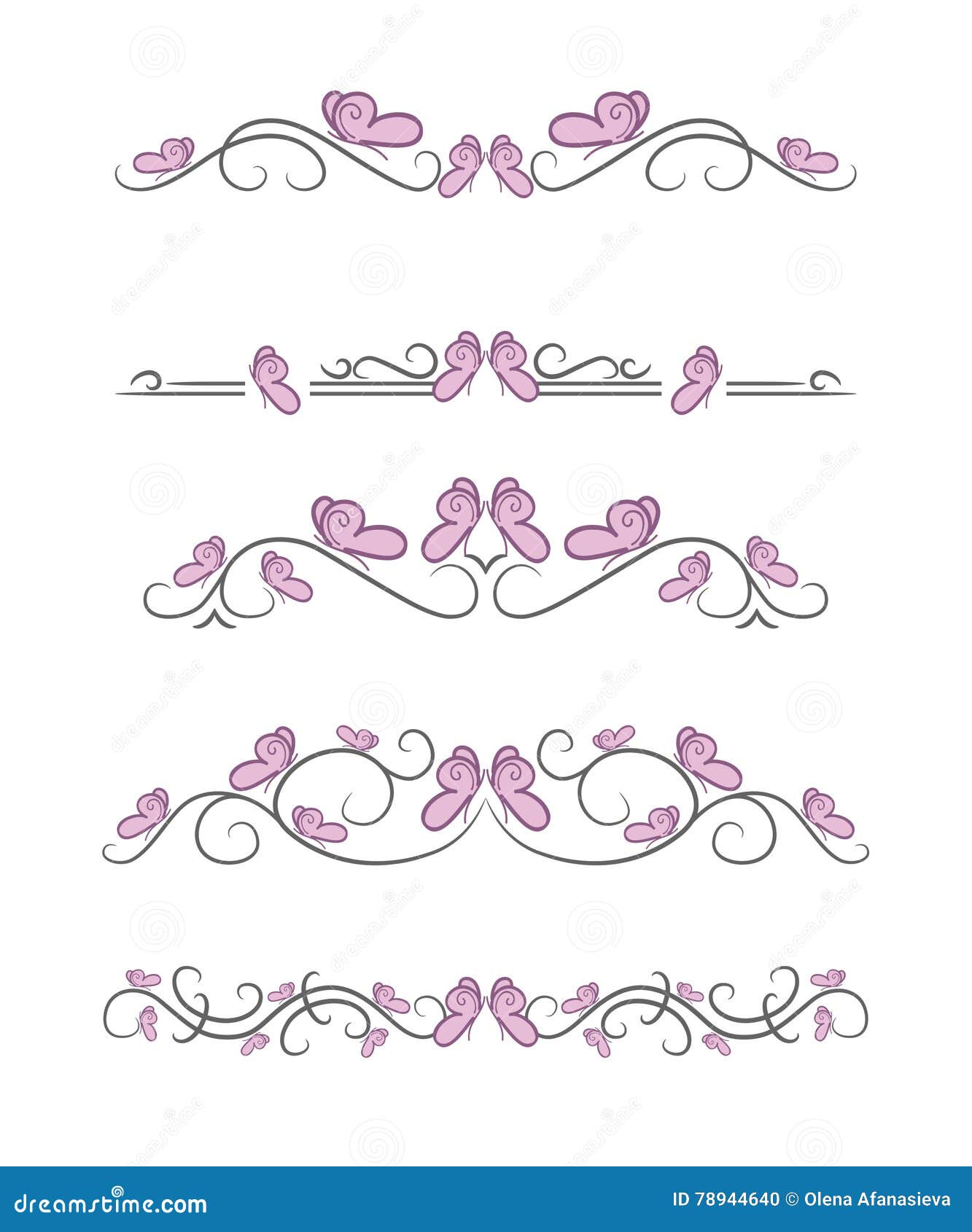 Vector Text Dividers with Pink Butterfly Stock Vector - Illustration of ...
