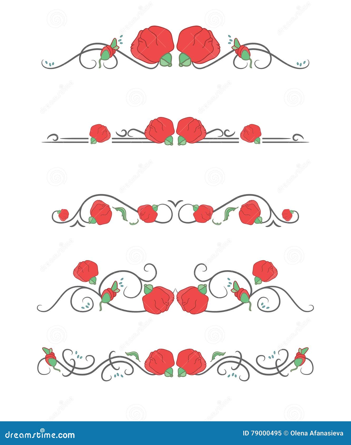 Vector Text Dividers with Red Poppy Stock Vector - Illustration of seed ...