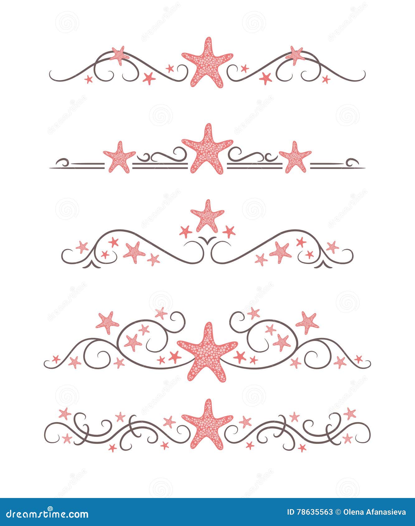 Vector Text Dividers with Red Starfish Stock Vector - Illustration of ...