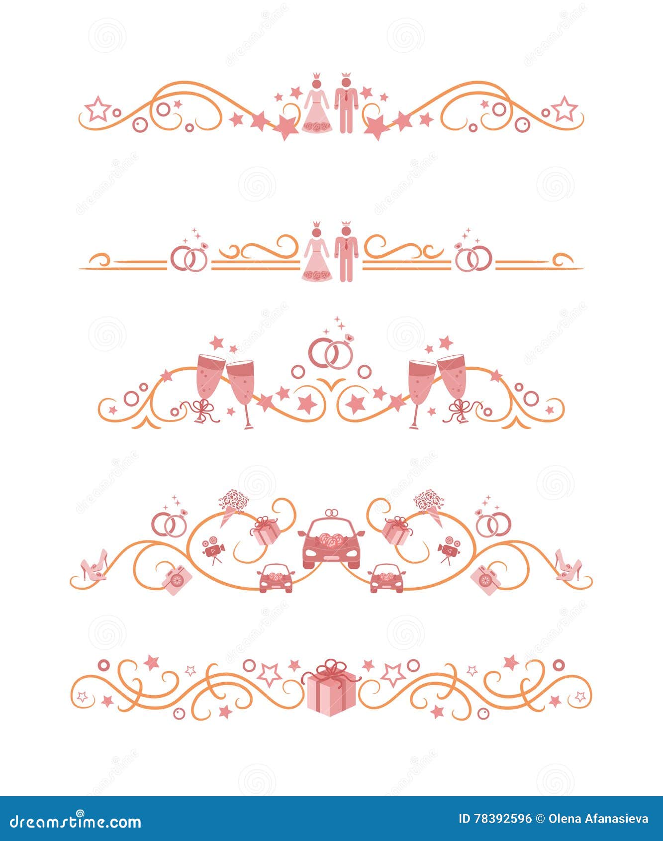 Vector Text Dividers with Wedding Theme Objects Stock Vector ...