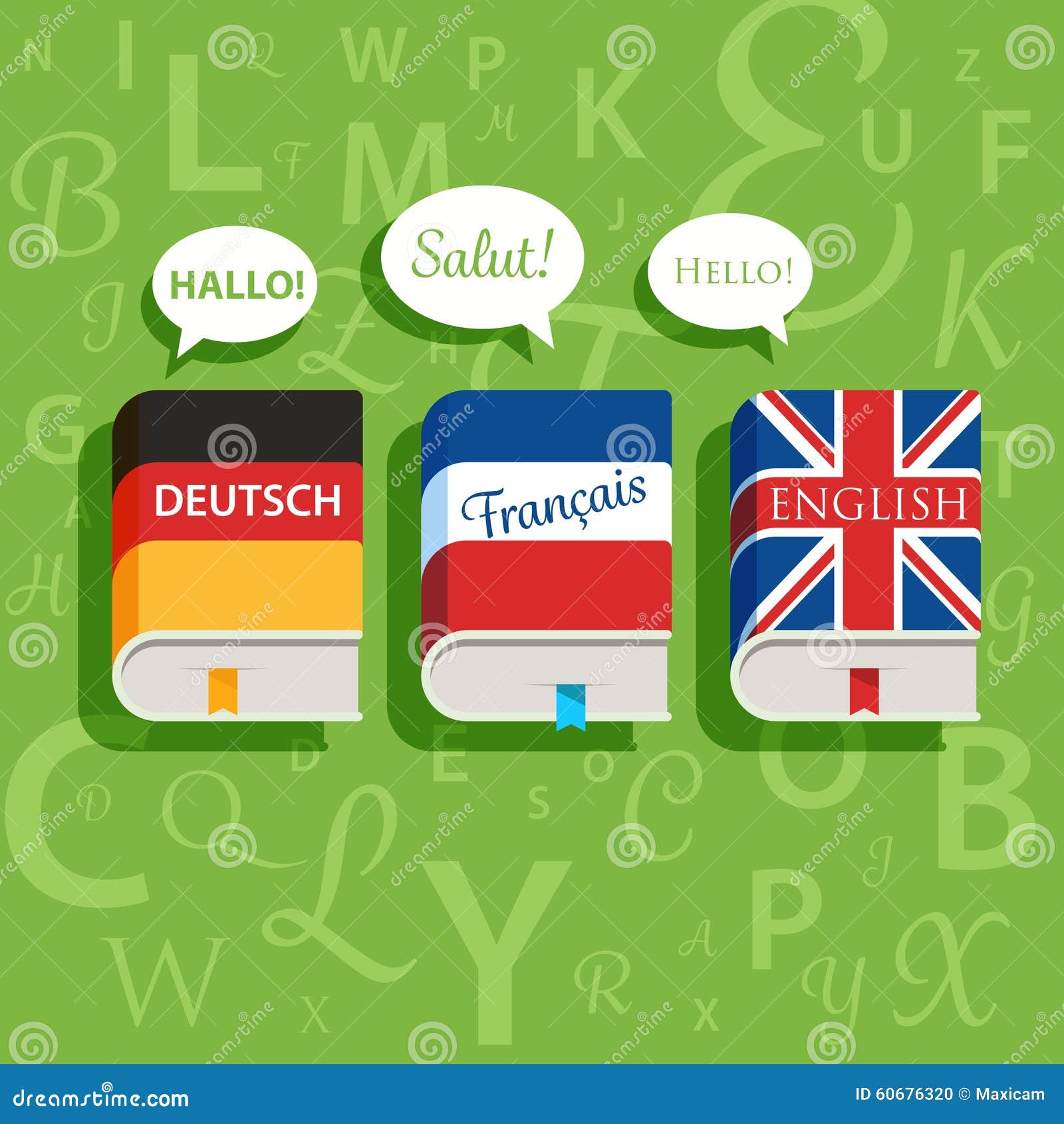 Vector Textbooks of English German and French Grammar Stock ...