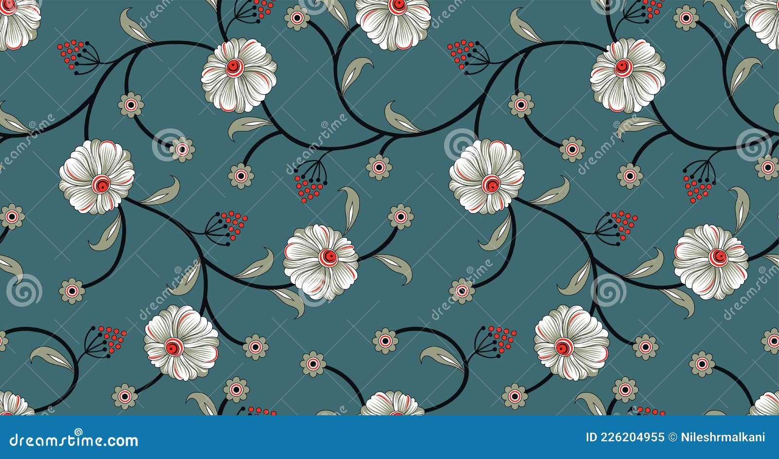 Vector Textile Floral Pattern Design Stock Vector - Illustration of ...